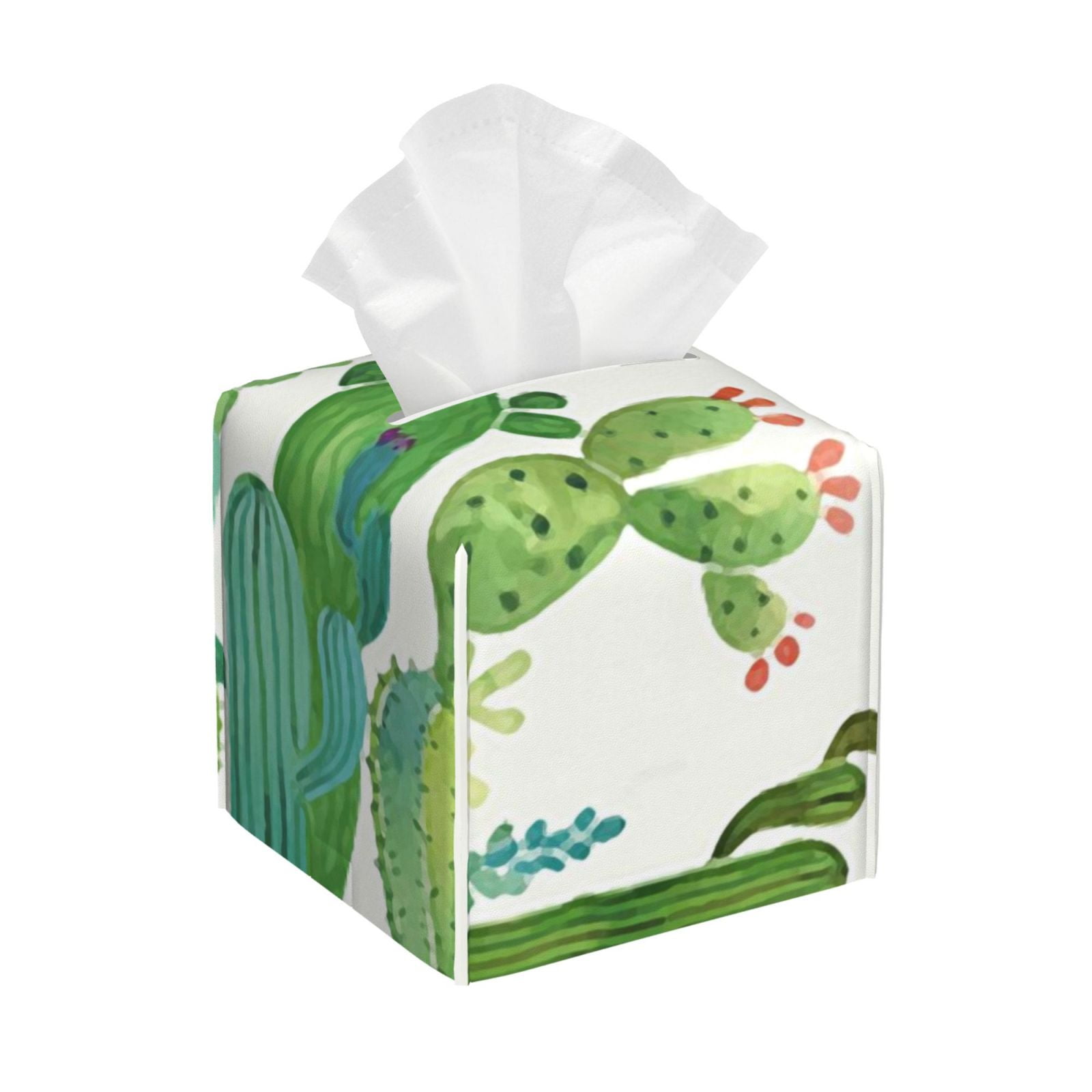 Picia Cartoon Cactus Pattern Tissue Box Cover,PVC Leather Square Holder ...
