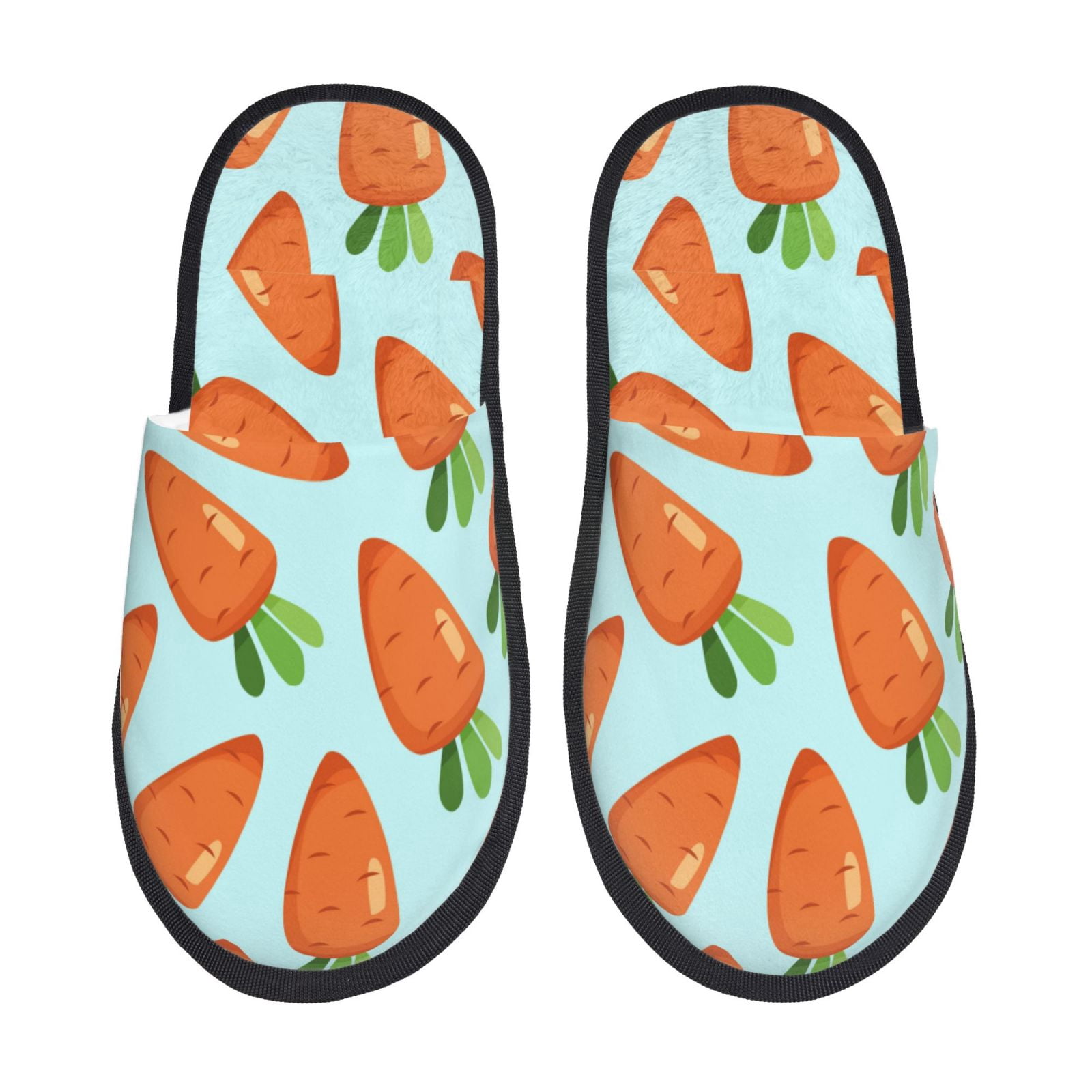 Picia Cartoon Carrot Print Women's Fuzzy Fluffy House Slippers Plush ...