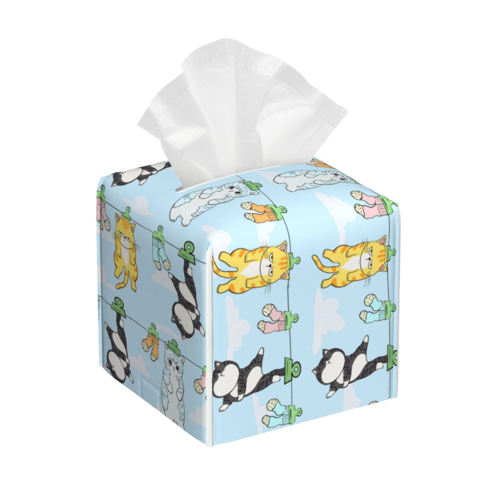Picia Cartoon Cat Pattern Tissue Box Cover,PVC Leather Square Holder ...