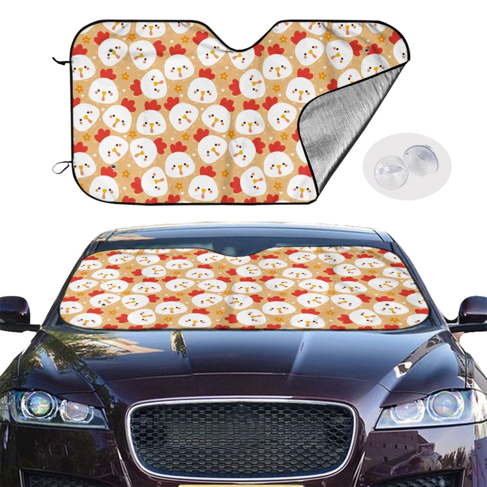 Picia Cartoon Chicken Curved Windshield Sunshade Accordion Folding ...