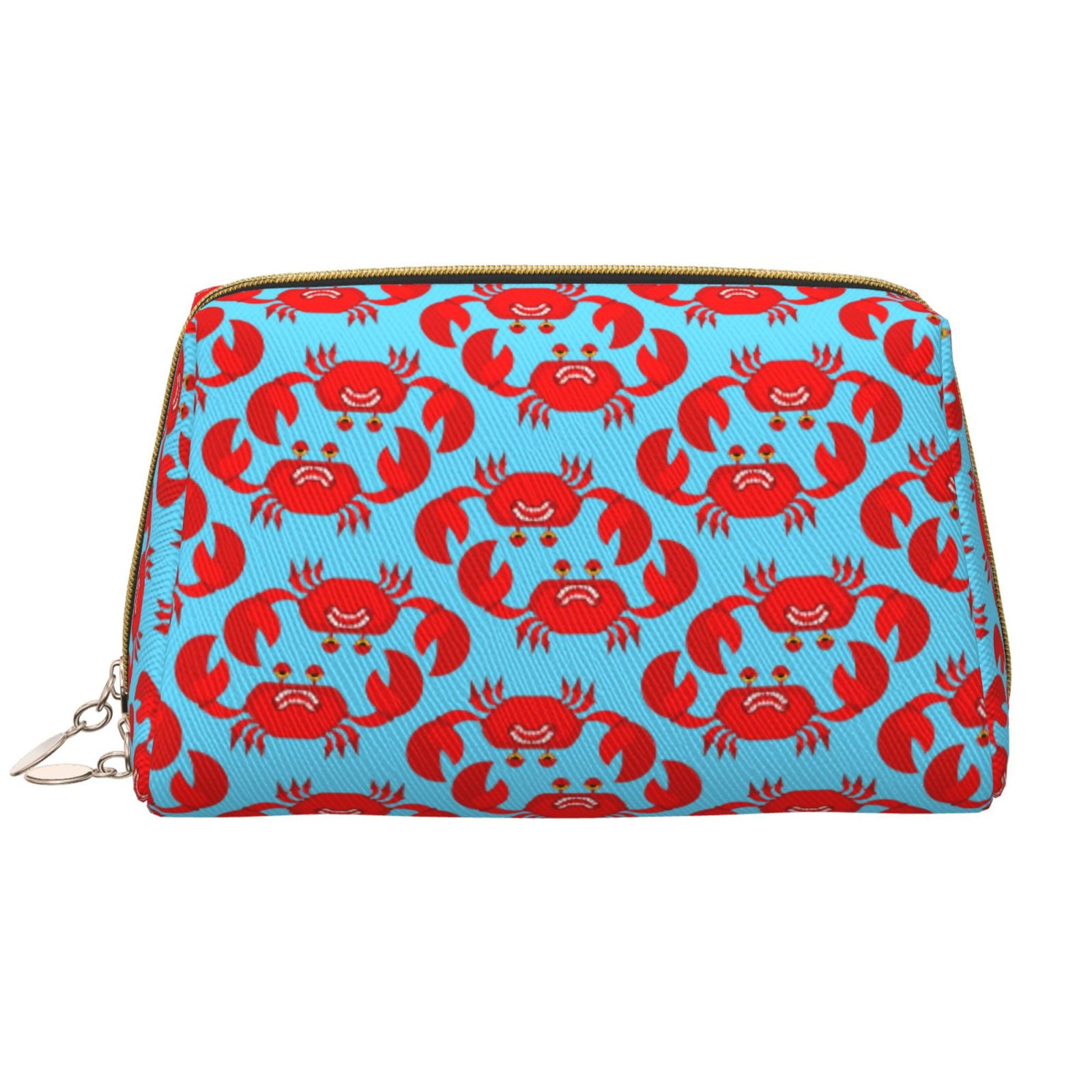 Picia Cartoon Crabs Print Leather Makeup Bag Make Up Bag Travel ...