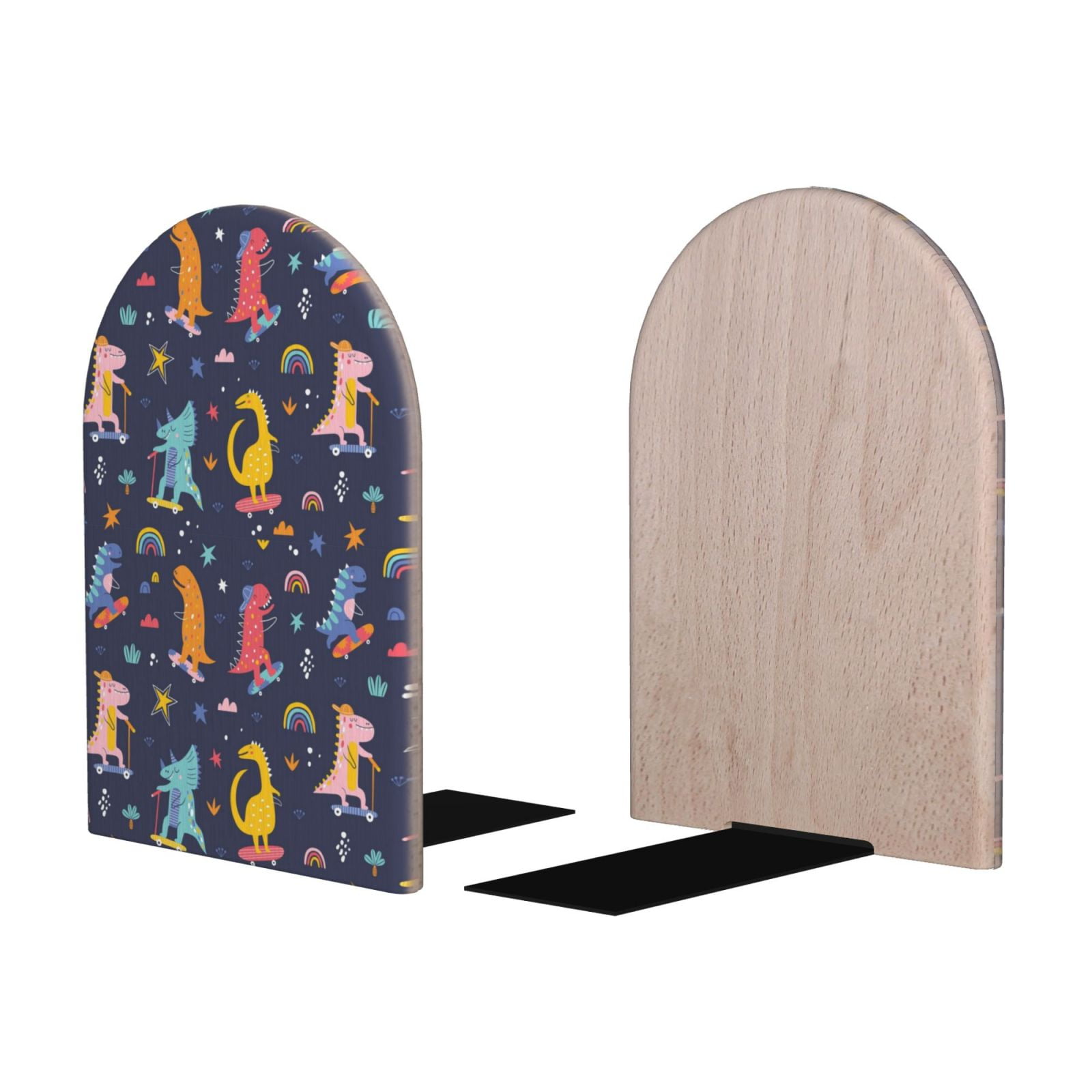 Picia Cartoon Dinosaur Pattern Wood Bookends for Shelves,Non-slip ...