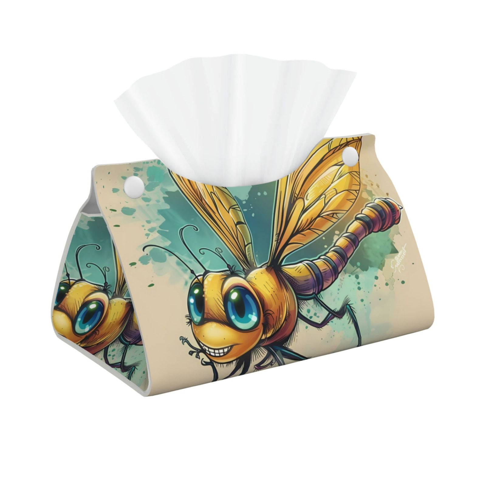 Picia Cartoon Dragonfly Art Pattern Long Tissue Box Cover,PVC Leather ...