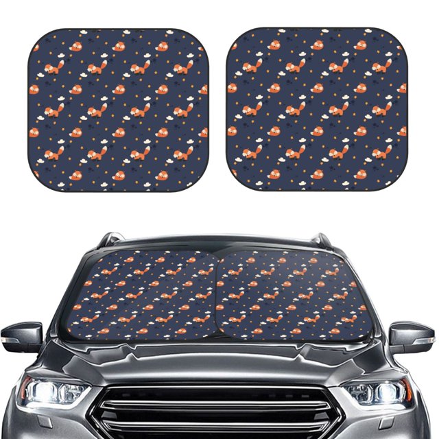 Picia Cartoon Fox 2 Piece Car Windshield Sun Shade Foldable | Foldable ...