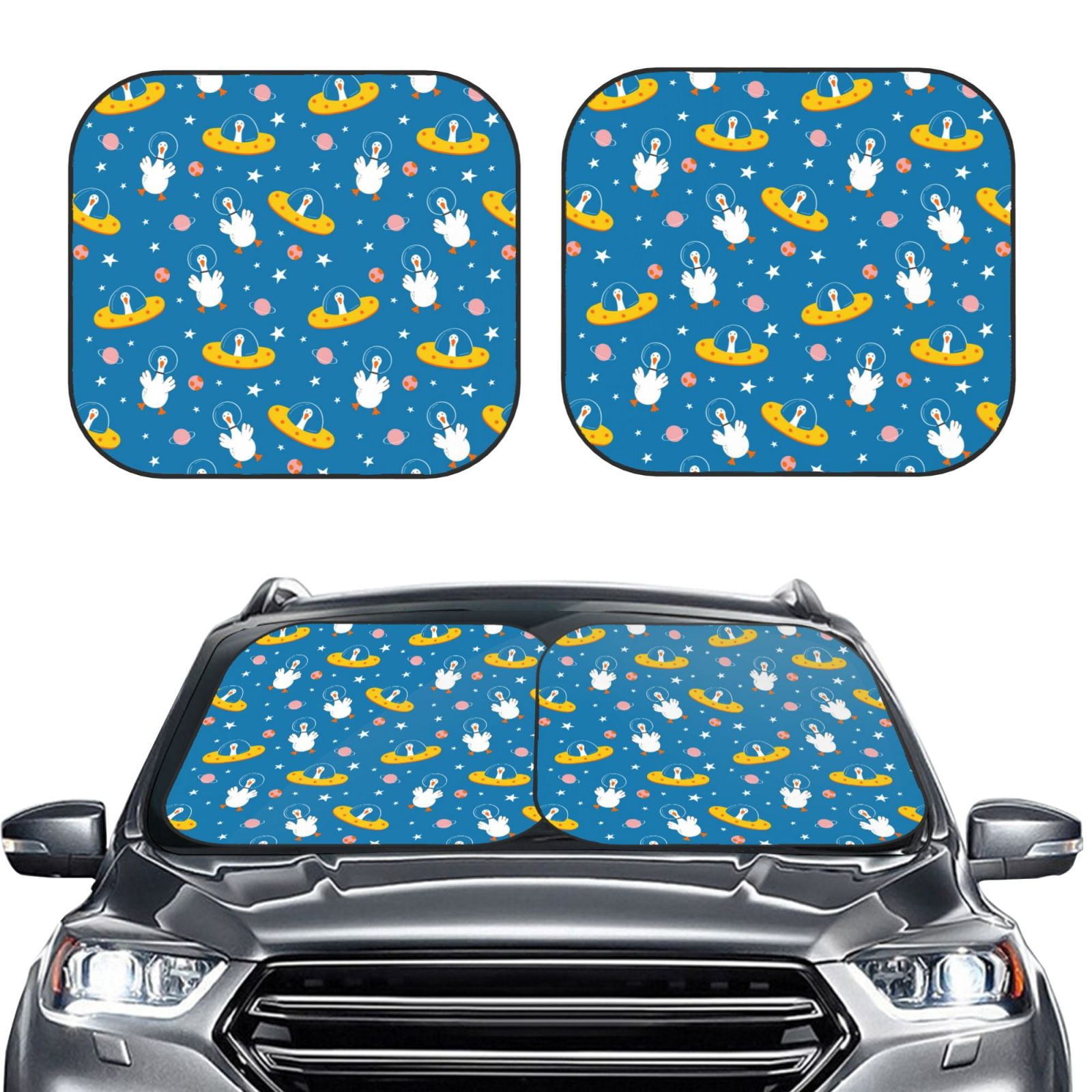 Picia Cartoon Goose 2 Piece Car Windshield Sun Shade Foldable ...