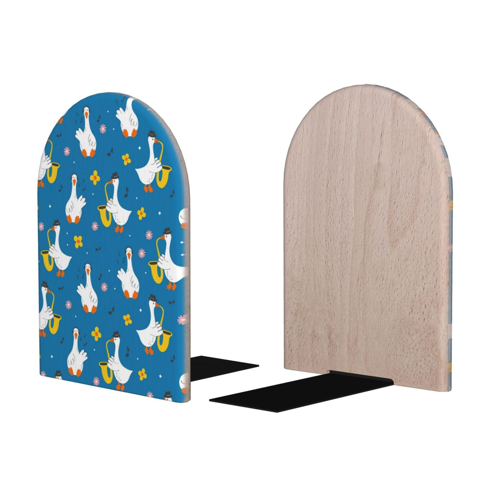Picia Cartoon Goose Pattern Wood Bookends for Shelves,Non-slip Bookends ...