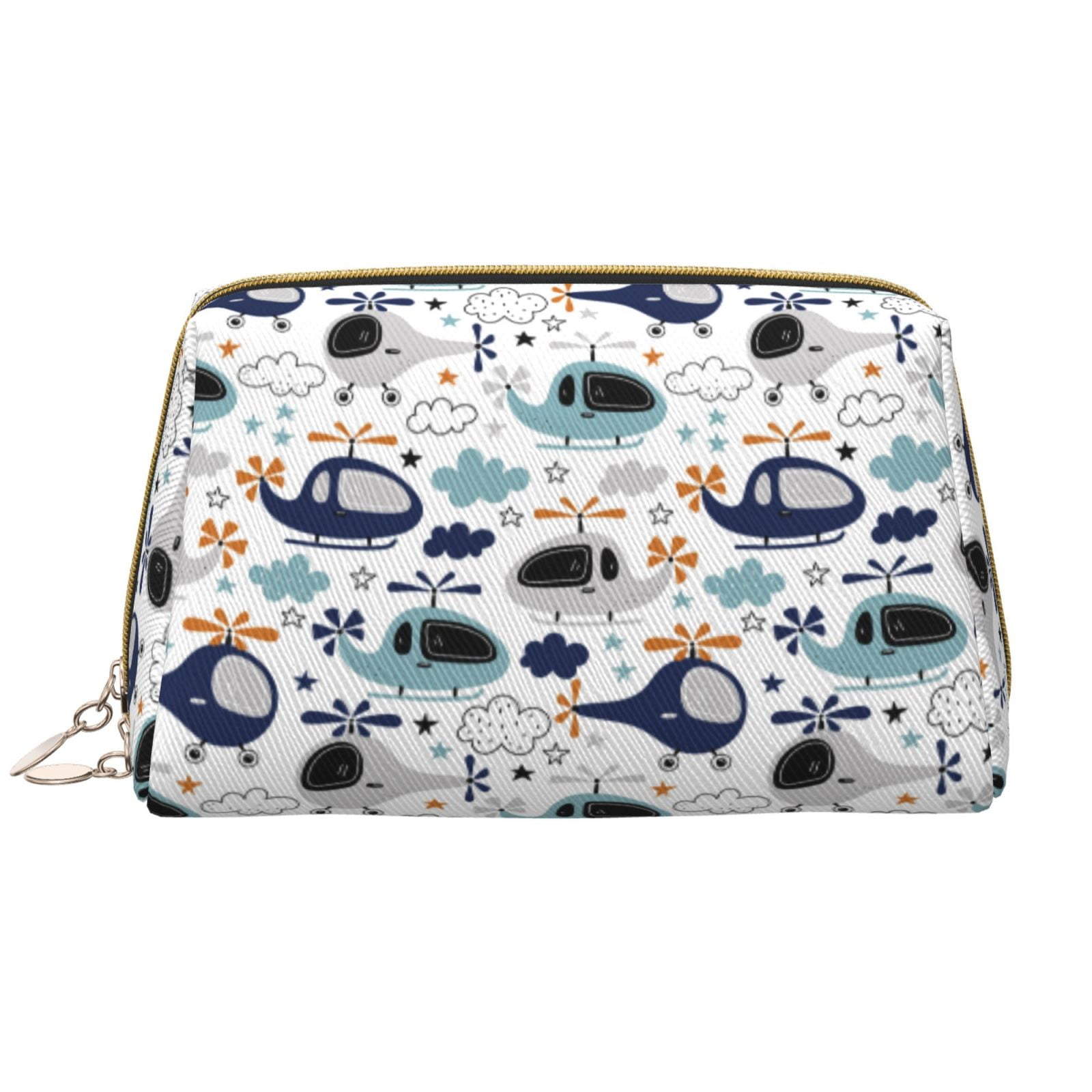 Picia Cartoon Helicopters Print Leather Makeup Bag Make Up Bag Travel ...