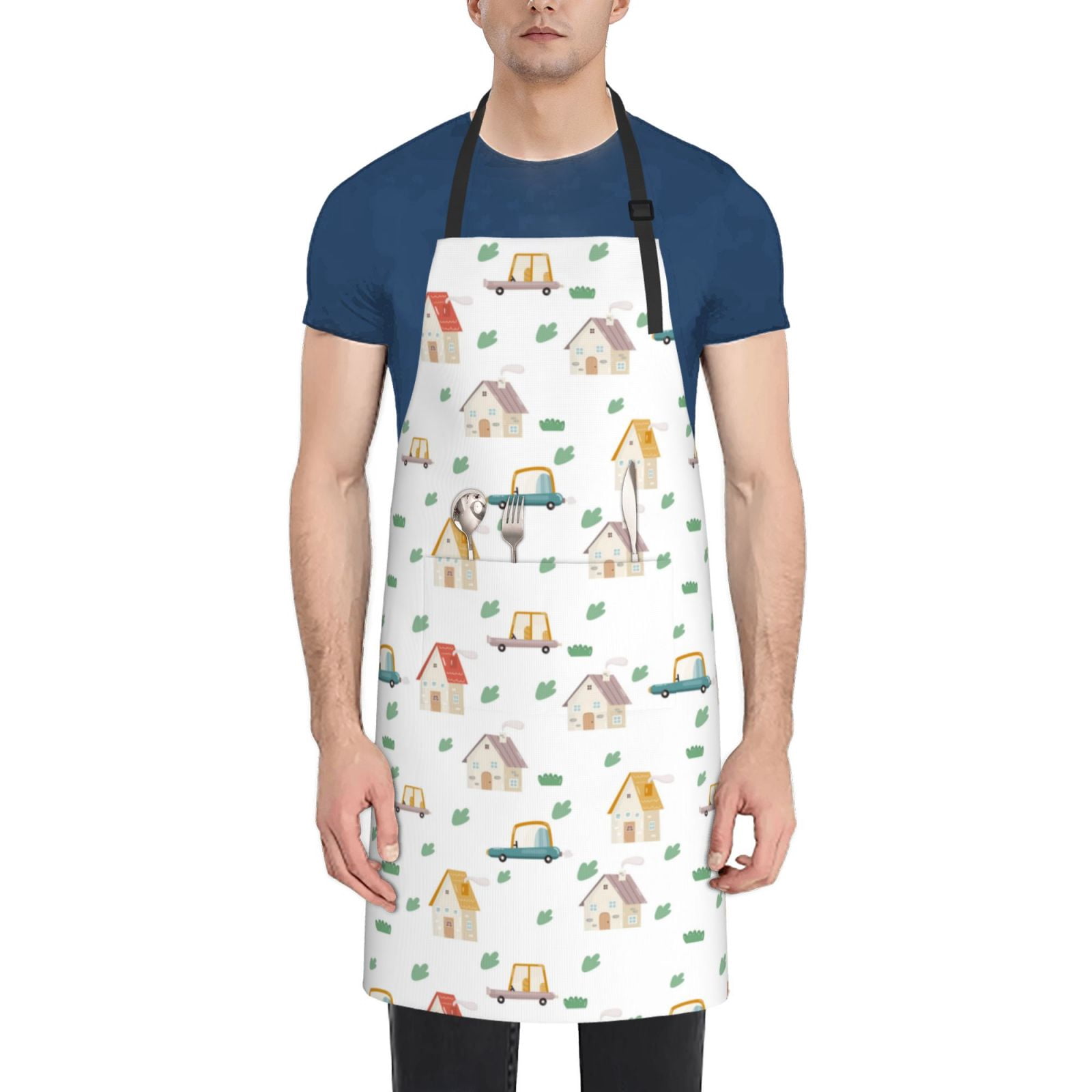 Picia Cartoon House Waterproof Apron for Unisex Adult - Adjustable Bib ...