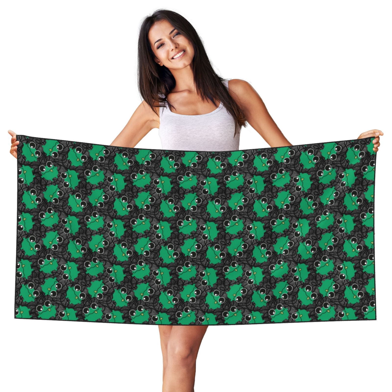 Picia Cartoon Kawaii Frogs Print Silver Fox Velvet Beach Towel,Quick ...