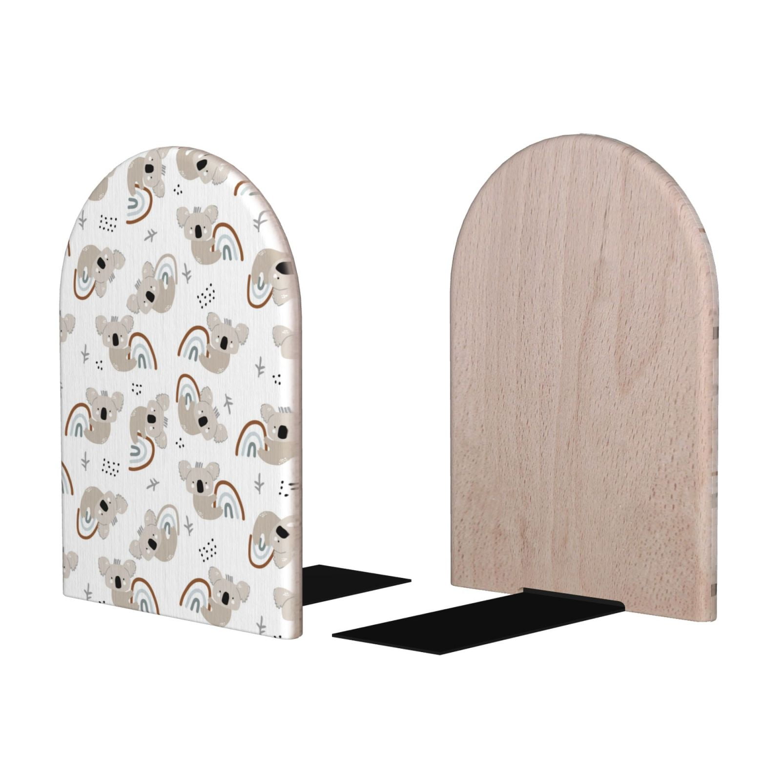 Picia Cartoon Koala Pattern Wood Bookends for Shelves,Non-slip Bookends ...