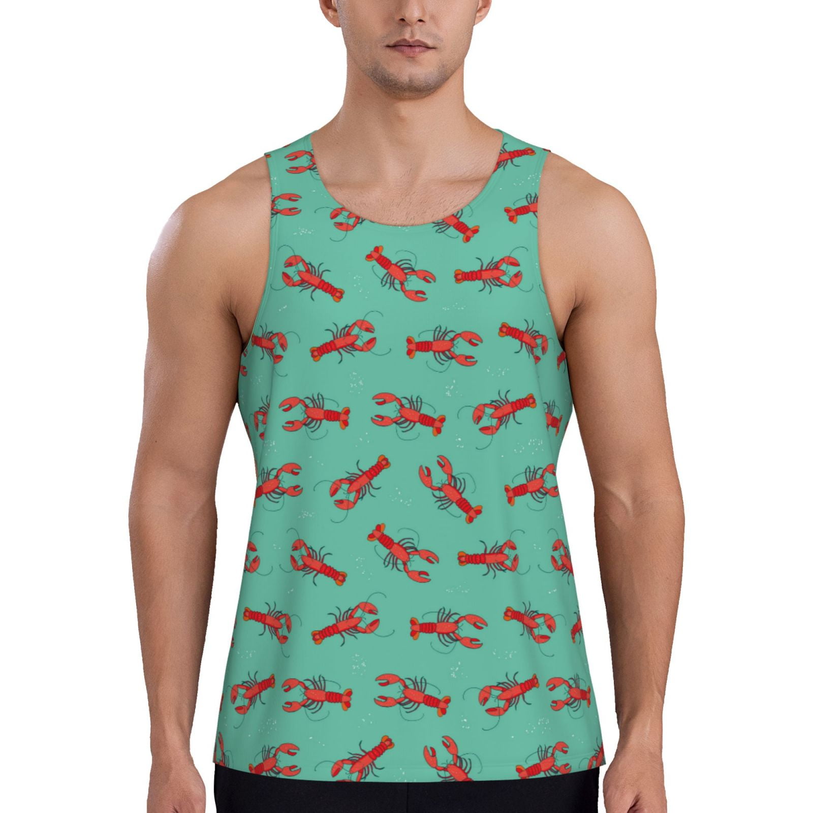 Picia Cartoon Lobsters 4 Printed Men’s Performance Tank, Men's Workout ...