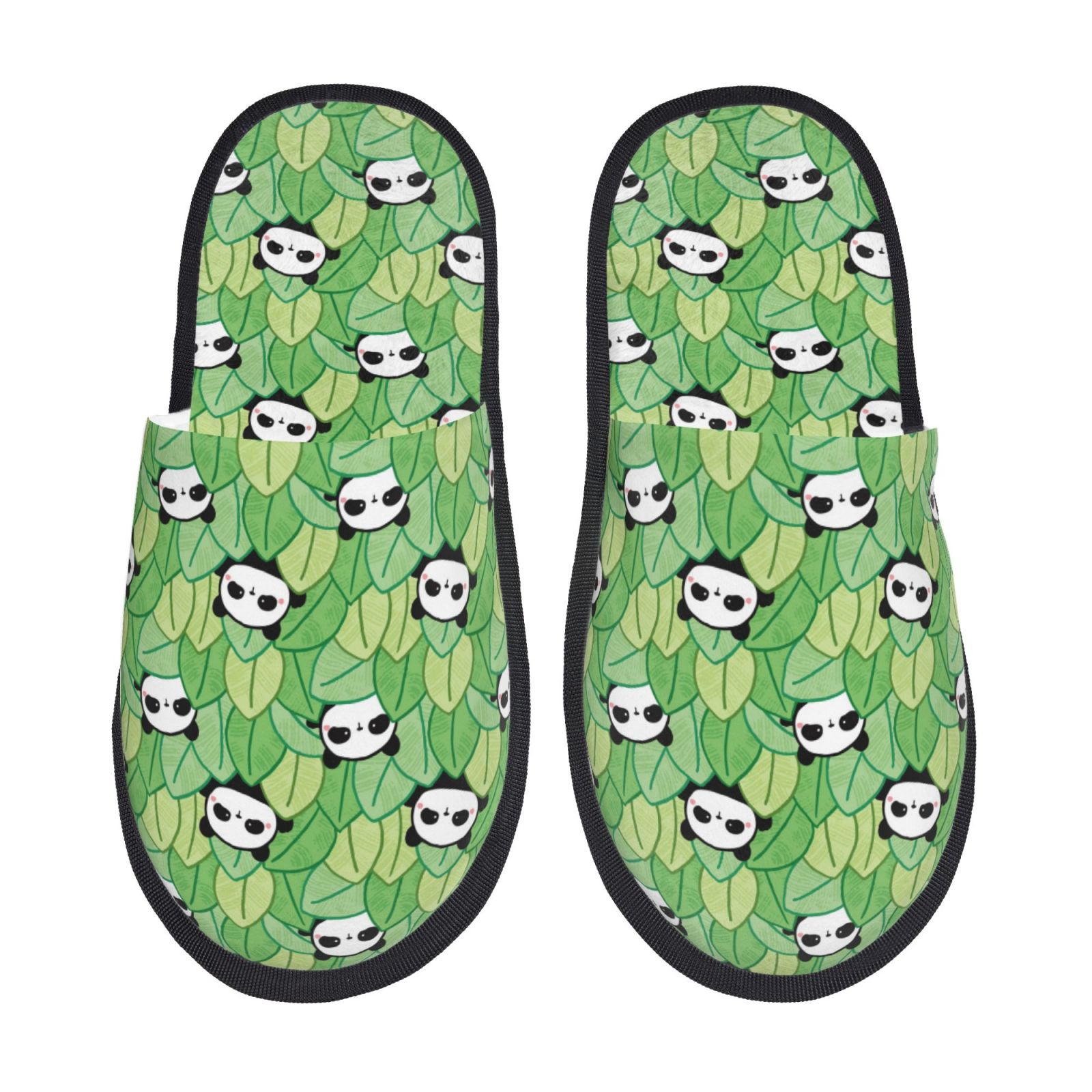 Picia Cartoon Panda And Leaf 1 Print Women's Fuzzy Fluffy House ...