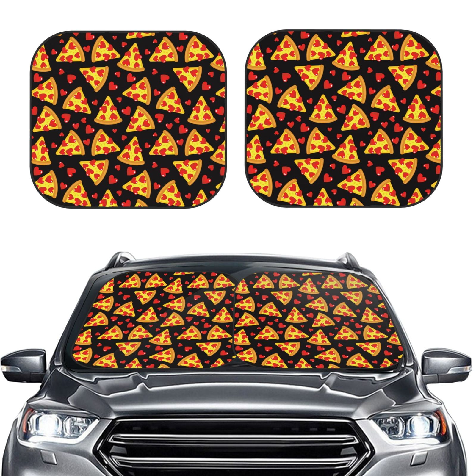 Picia Cartoon Pizza 2 Piece Car Windshield Sun Shade Foldable ...