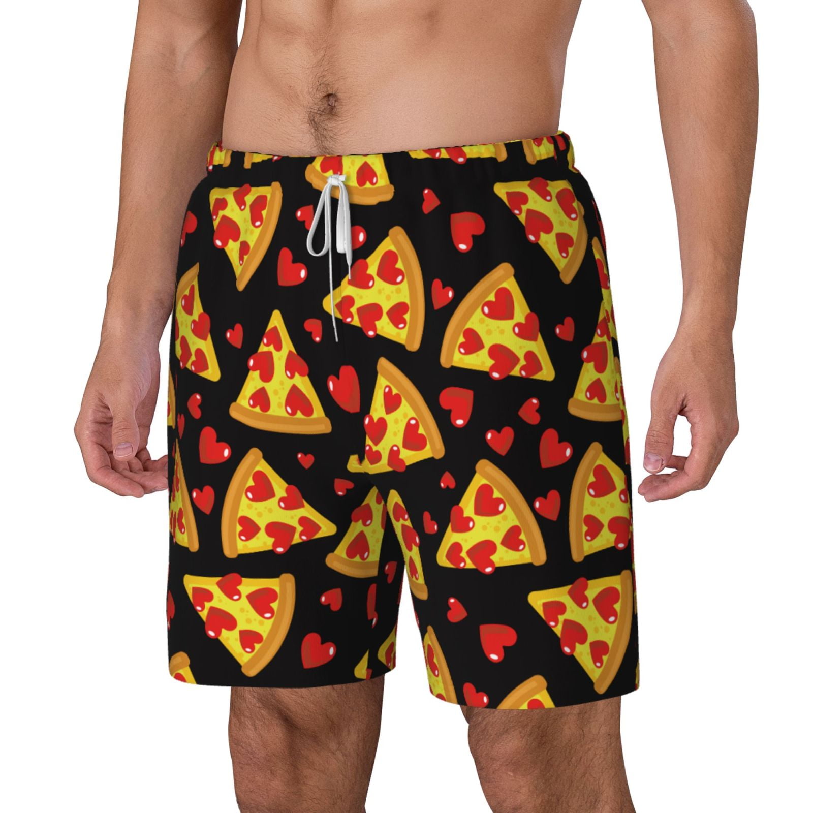 Picia Cartoon Pizza pattern Mens Swim Trunks with Compression Liner ...