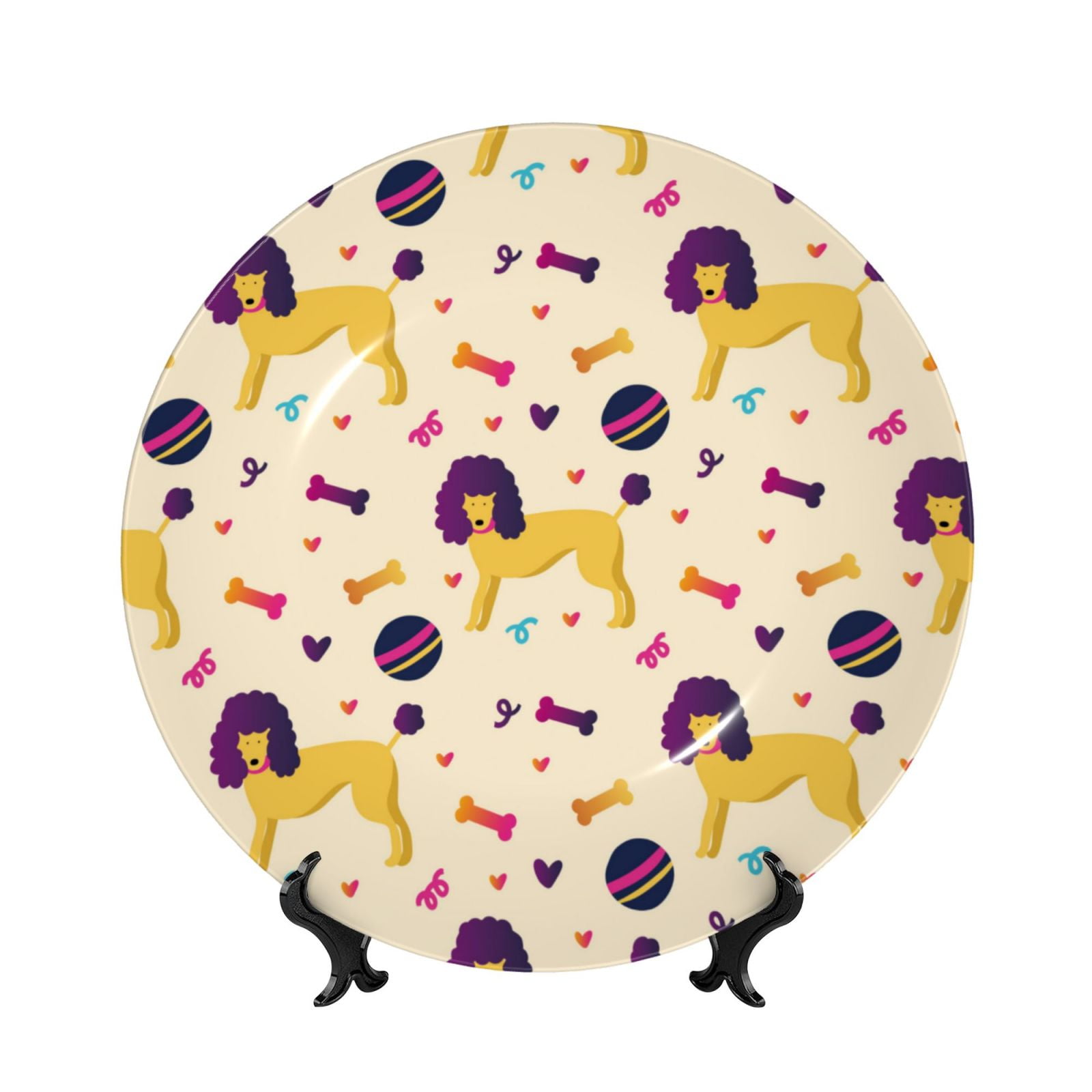 Picia Cartoon Poodle Dog Pattern Bone China Decorative Plate – Wall ...