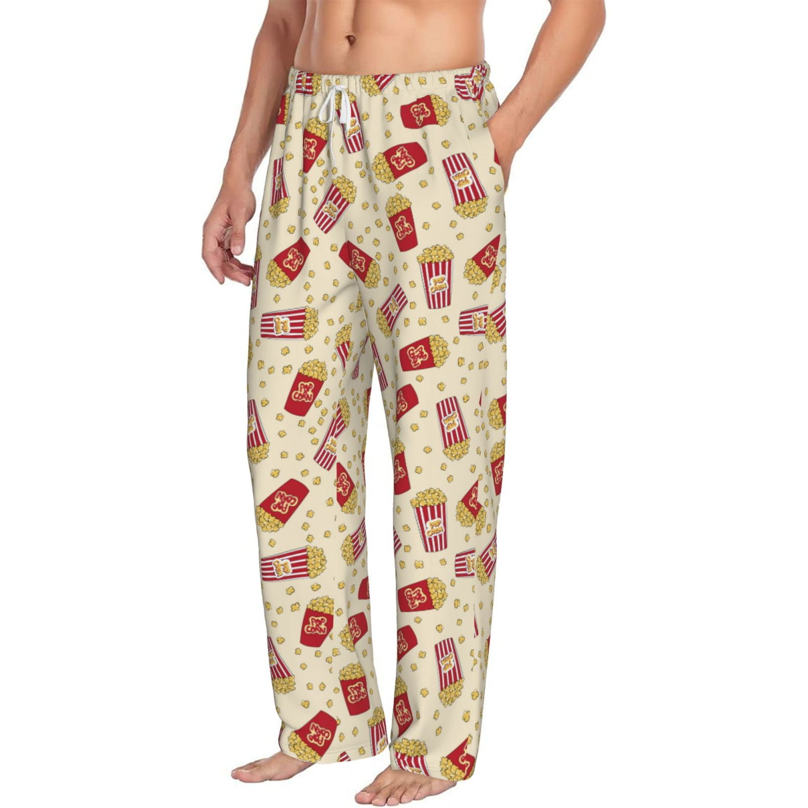 Picia Cartoon Popcorn Mens Soft Woven Cotton Elastic Waistband Sleep ...