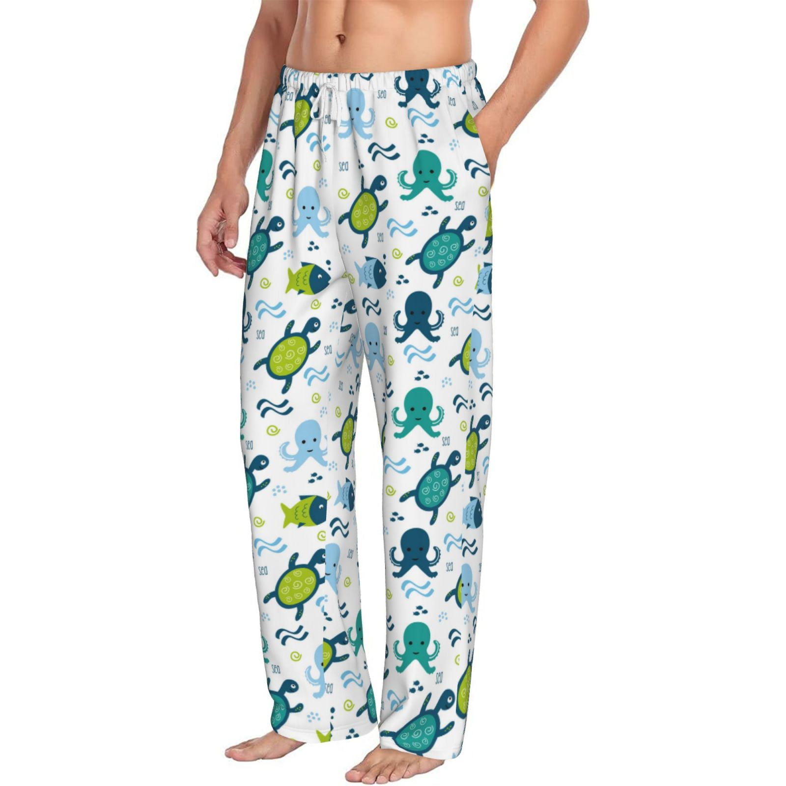 Picia Cartoon Sea Creatures Mens Soft Woven Cotton Elastic Waistband ...