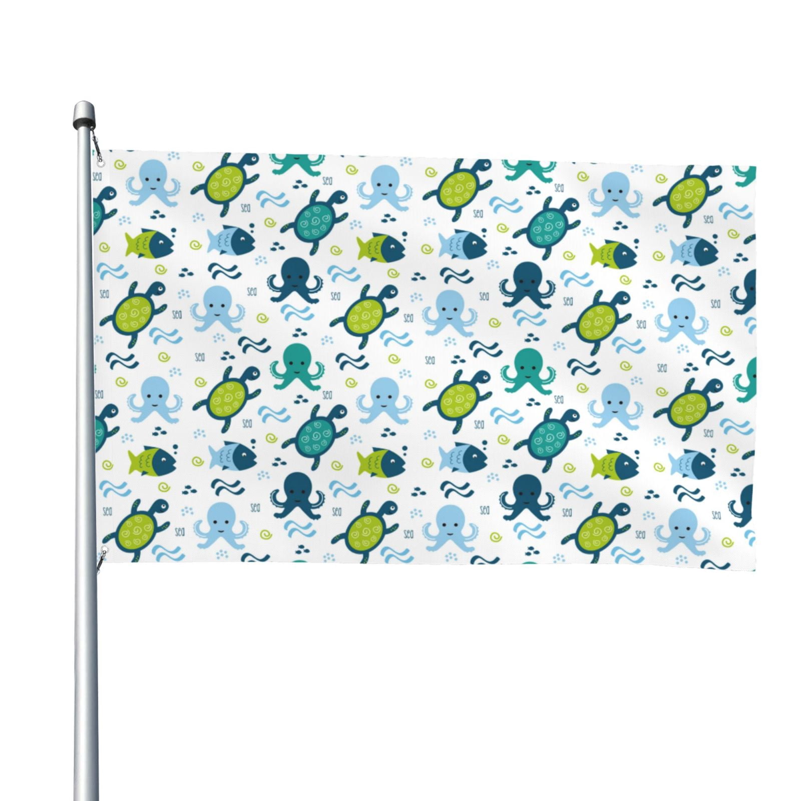 Picia Cartoon Sea Creatures Printed Flag ,Cartoon Sea Creatures Pattern ...