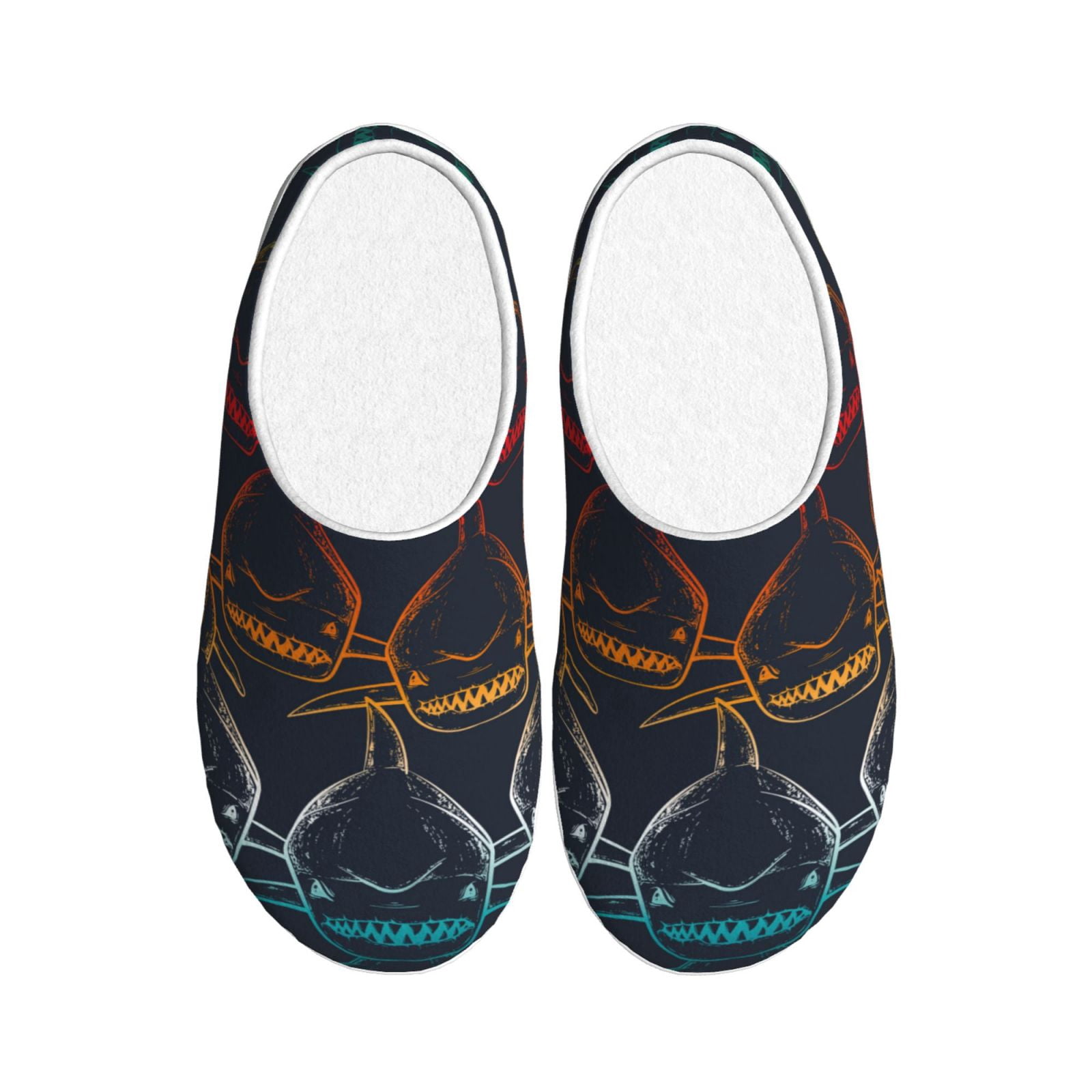 Picia Cartoon Sharks for Women's Lamb-hug Comfy Fleece House Slippers ...