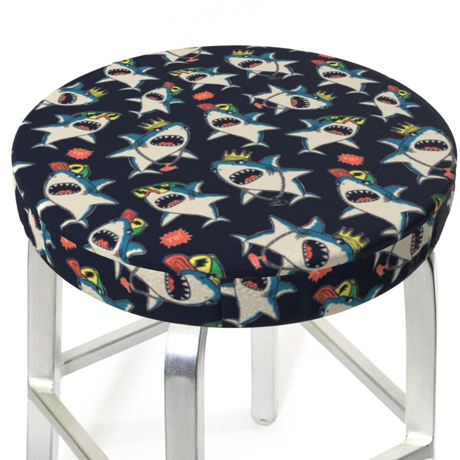 Picia Cartoon Sharks pattern Round Stool Covers Comfy Seat Covers ...