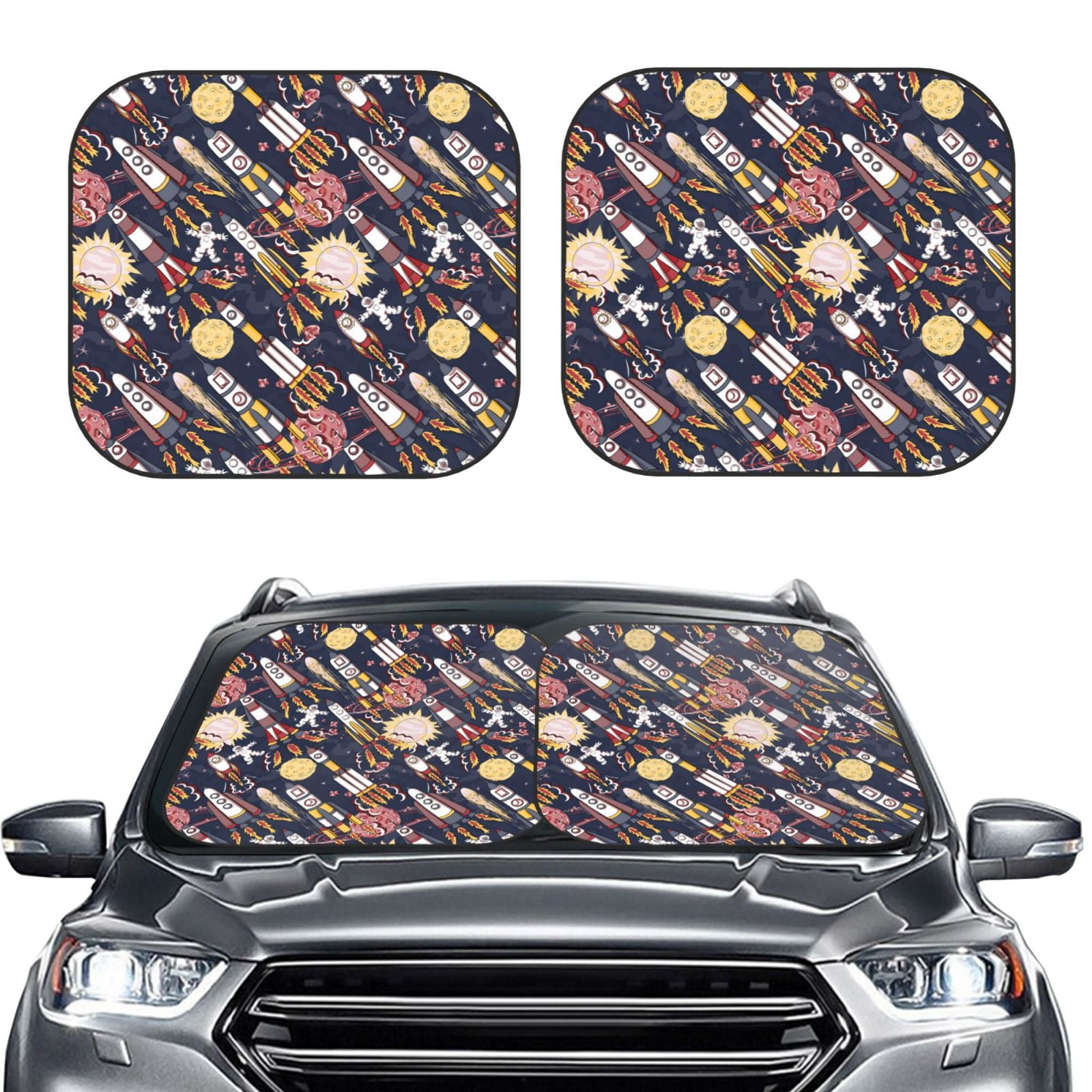 Picia Cartoon Space 1 2 Piece Car Windshield Sun Shade Foldable ...