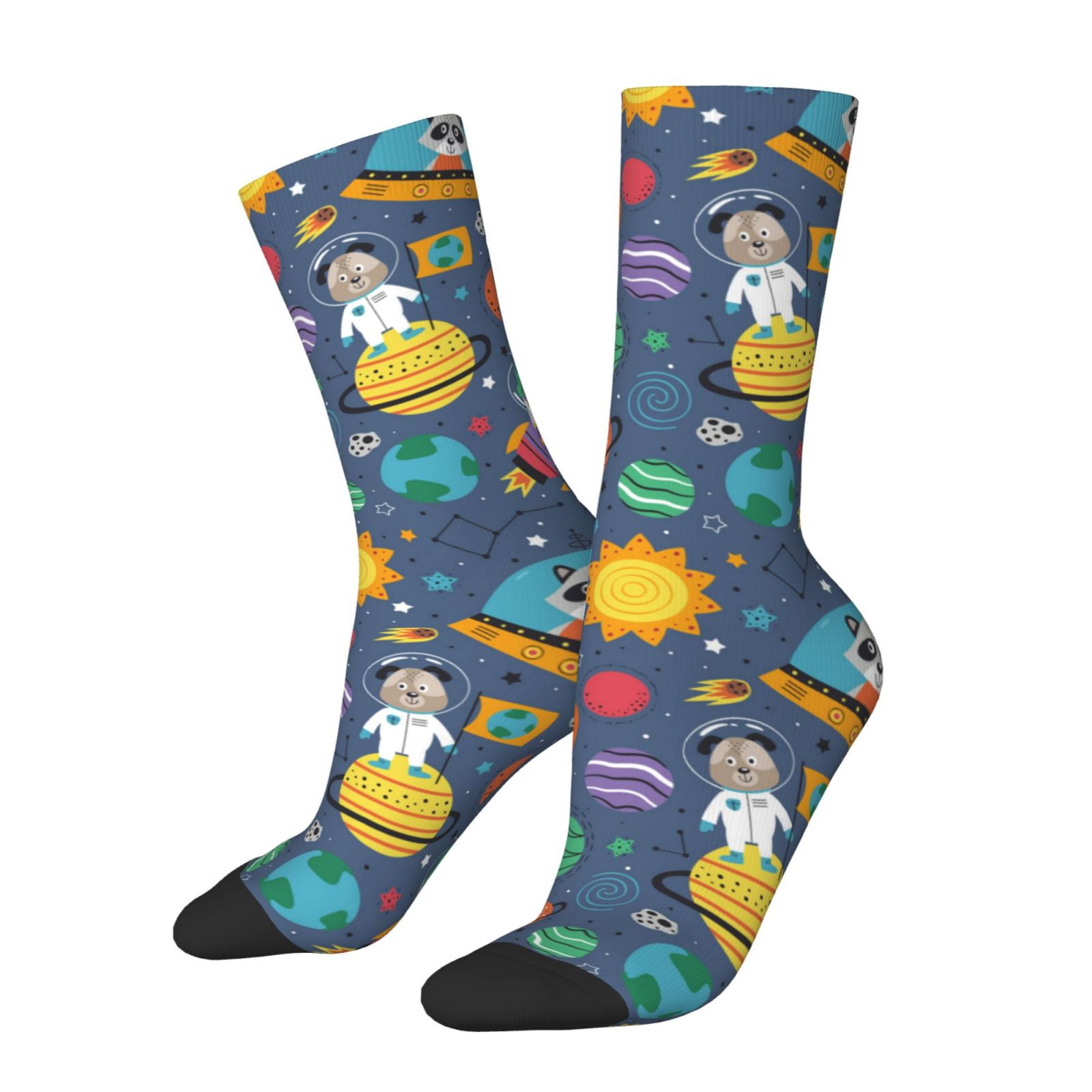 Picia Cartoon Space Print Athletic Socks for Men & Women – Cushioned ...