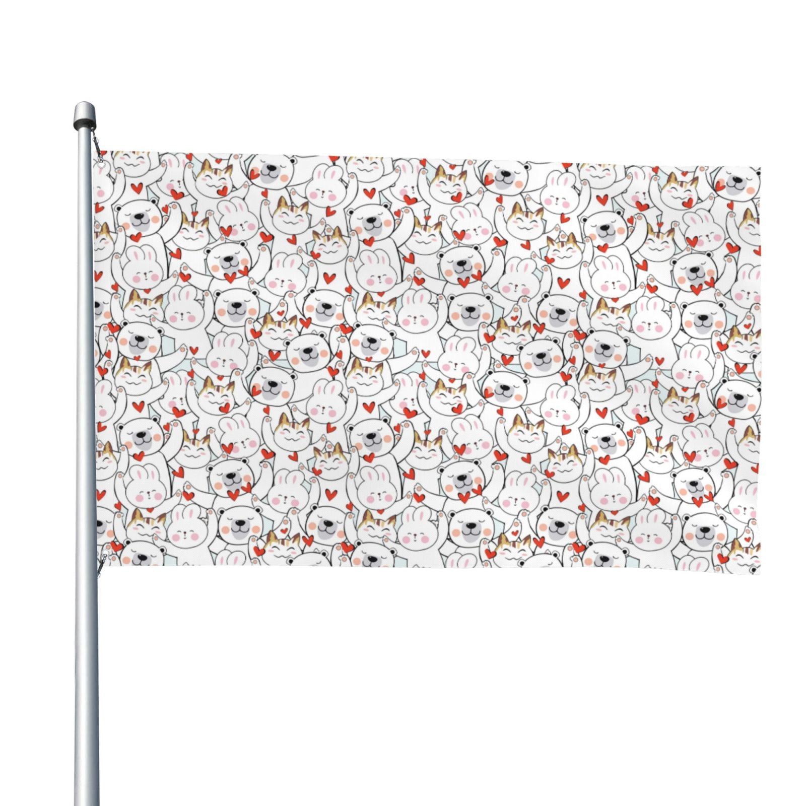 Picia Cat Bear Rabbit Printed Flag ,Cat Bear Rabbit Pattern Garden Flag ...