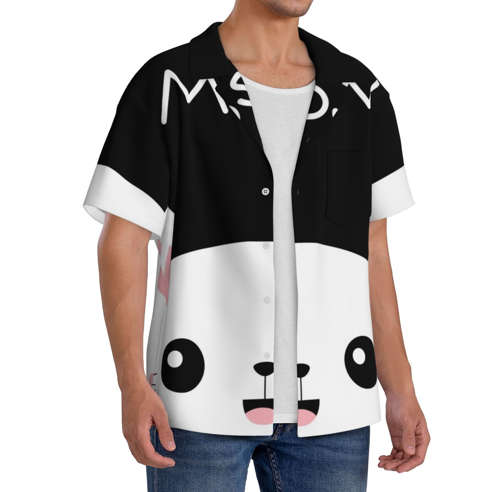 Picia Cat Meow Men's Linen Shirts Short Sleeve Cuban Beach Shirts ...