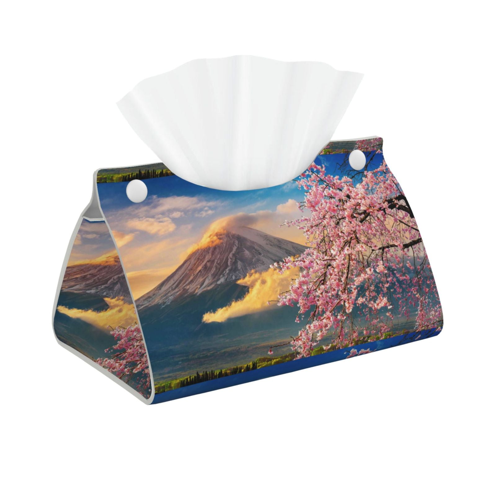 Picia Cherry Blossoms Pattern Long Tissue Box Cover,PVC Leather ...