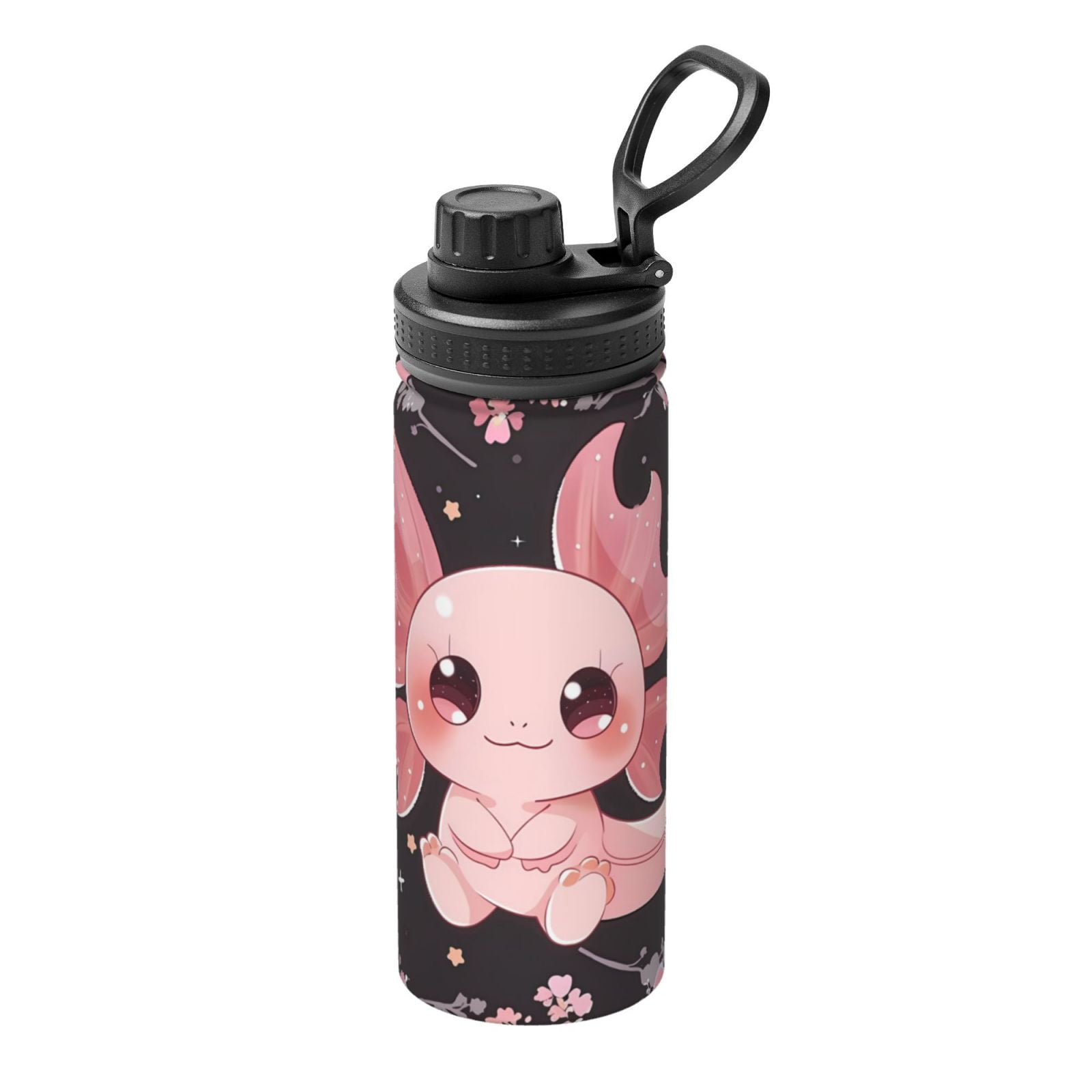 Picia Chibi Axolotl Sakura Fantasy Pattern Water Bottle 18 oz Stainless ...