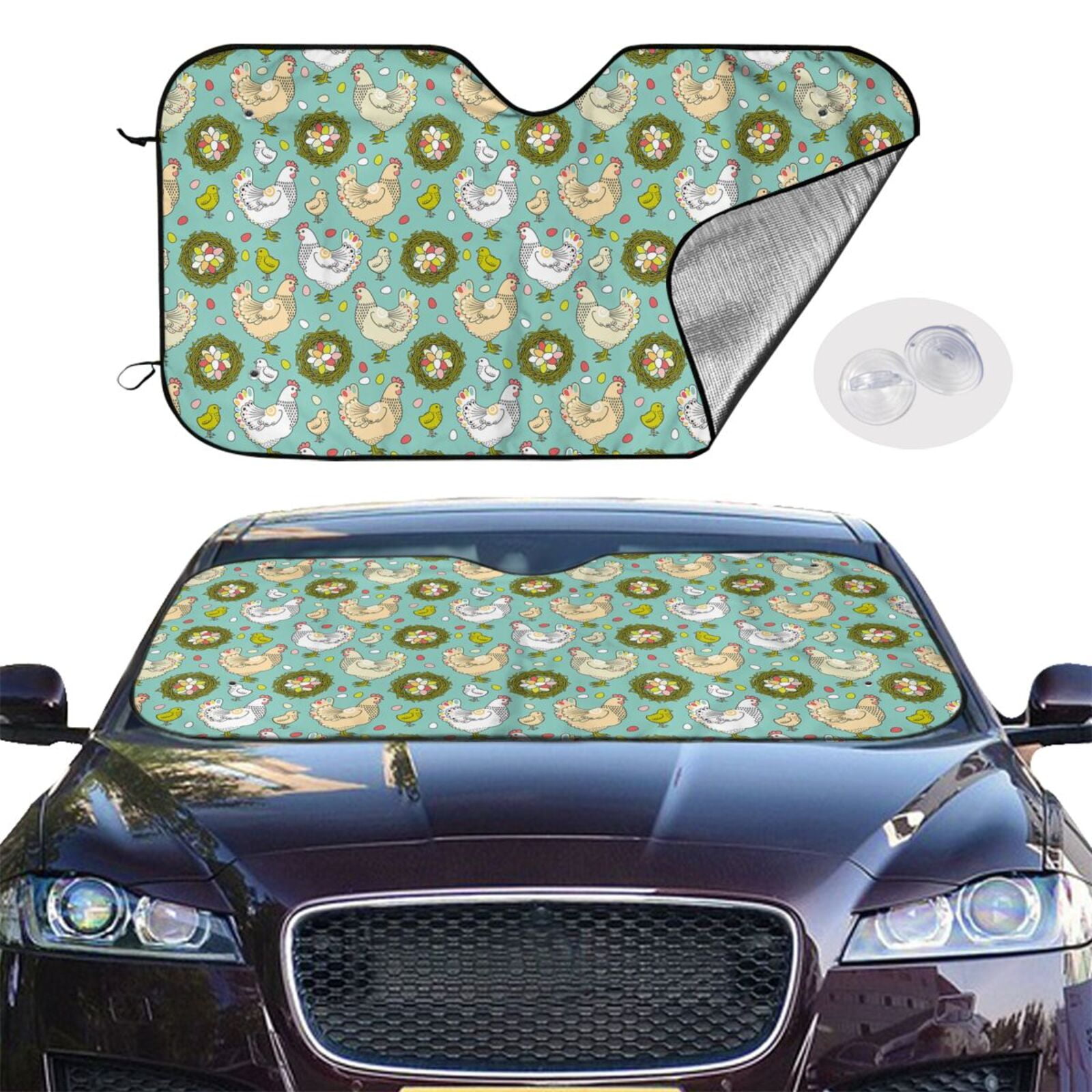 Picia Chicken Laying Eggs Curved Windshield Sunshade Accordion Folding ...