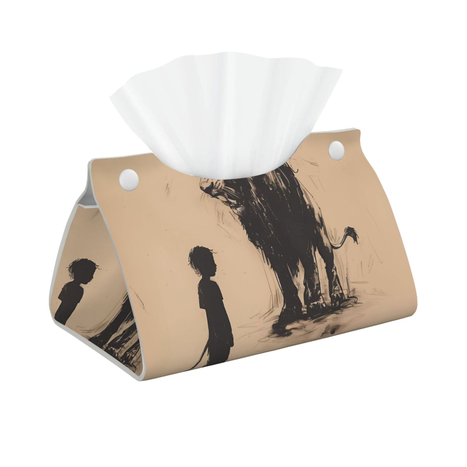 Picia Child And Lion Sketch Pattern Long Tissue Box Cover,PVC Leather ...