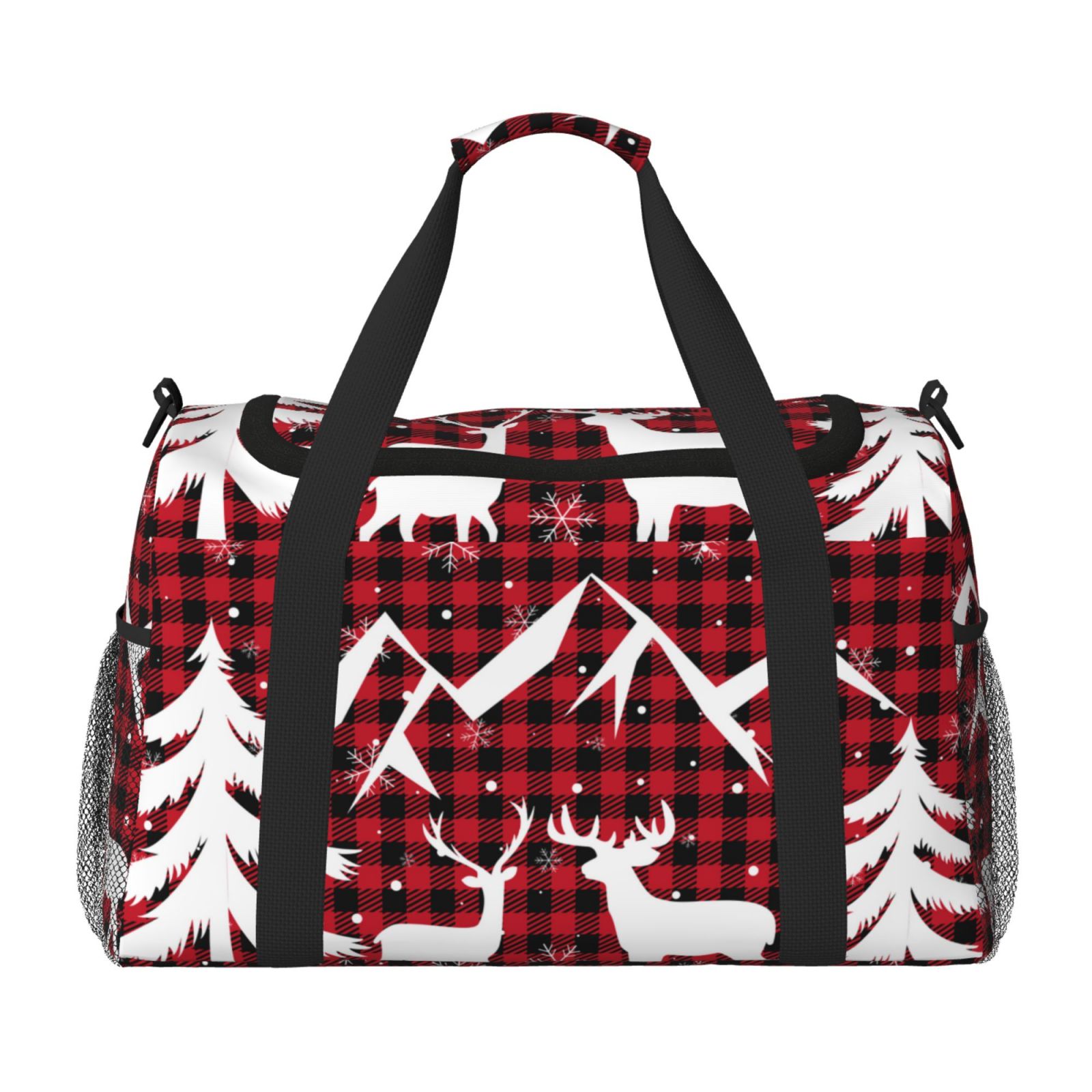 Picia Christmas Buffalo Plaid Print Travel Duffle Bag,Weekender Bags ...