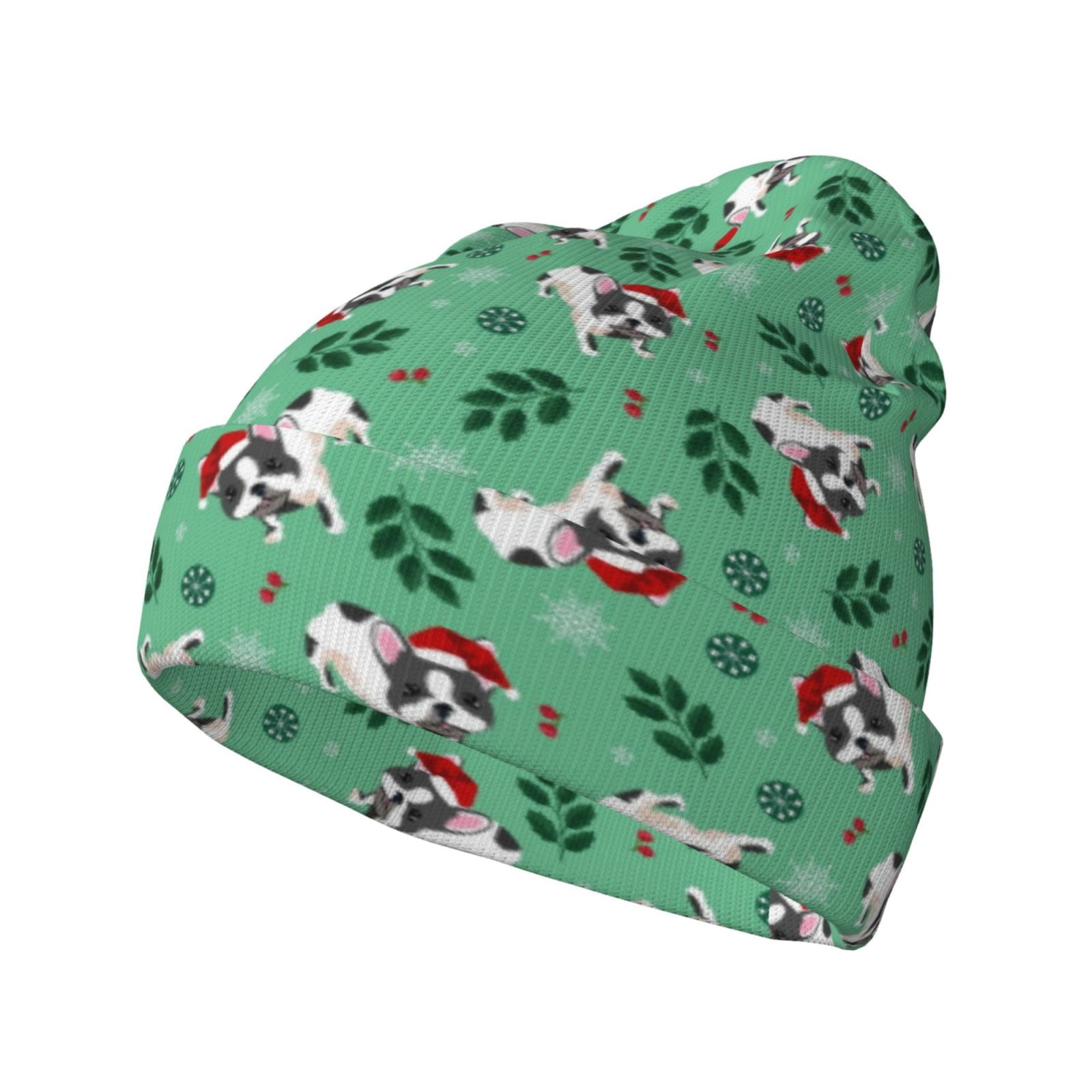 Picia Christmas French Bulldog Pattern Knitted Beanie Hat for Men and ...