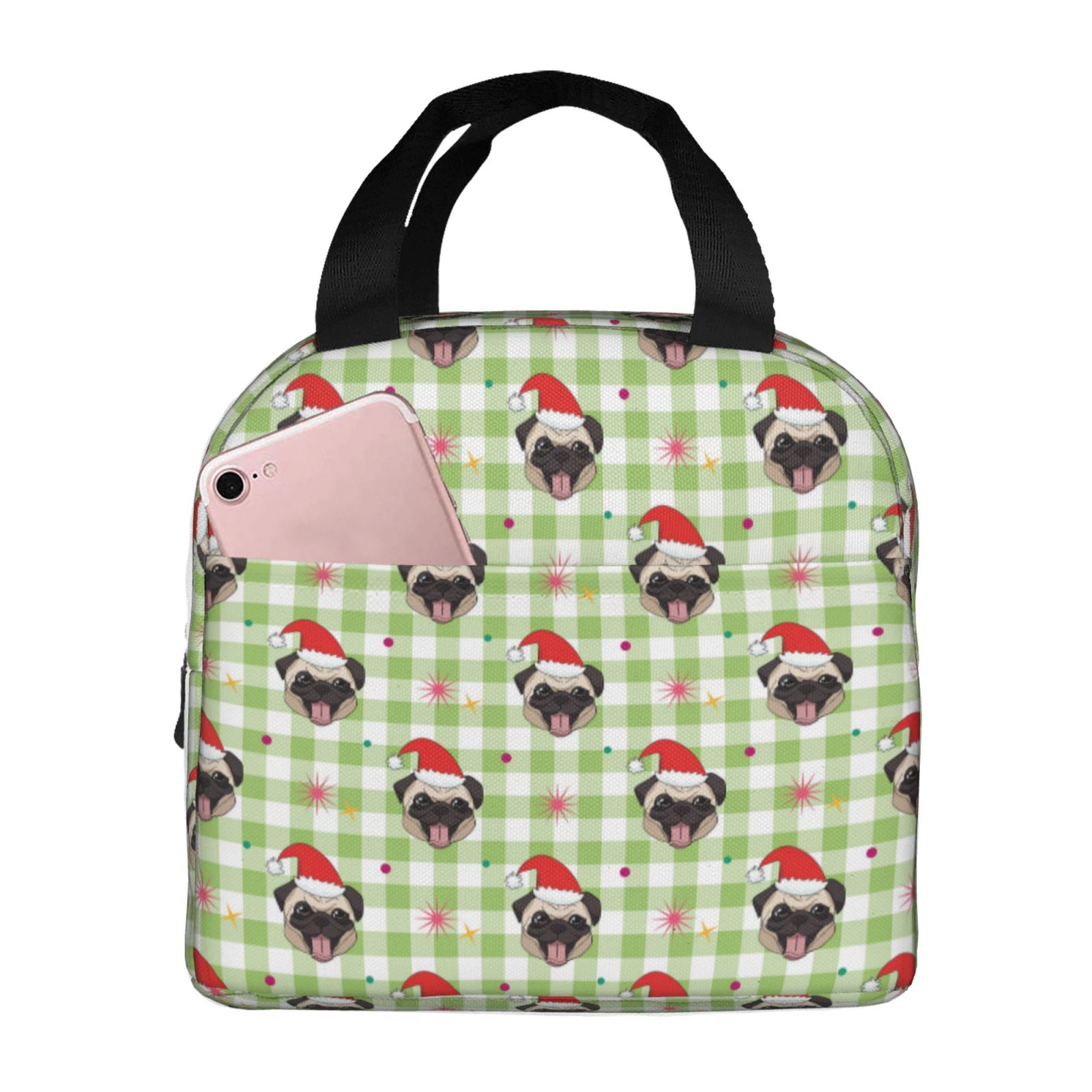 Picia Christmas Hat French Bulldog Printed Lunch box Lunch bag for Men ...