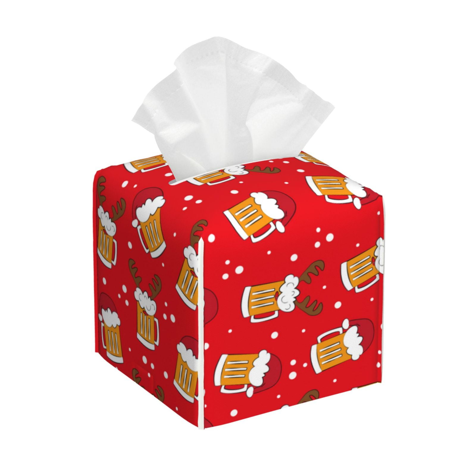 Picia Christmas Hat beer Pattern Tissue Box Cover,PVC Leather Square ...