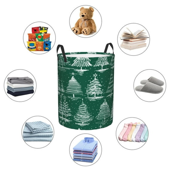 Picia Christmas Trees Large Laundry Basket, Waterproof, Freestanding ...