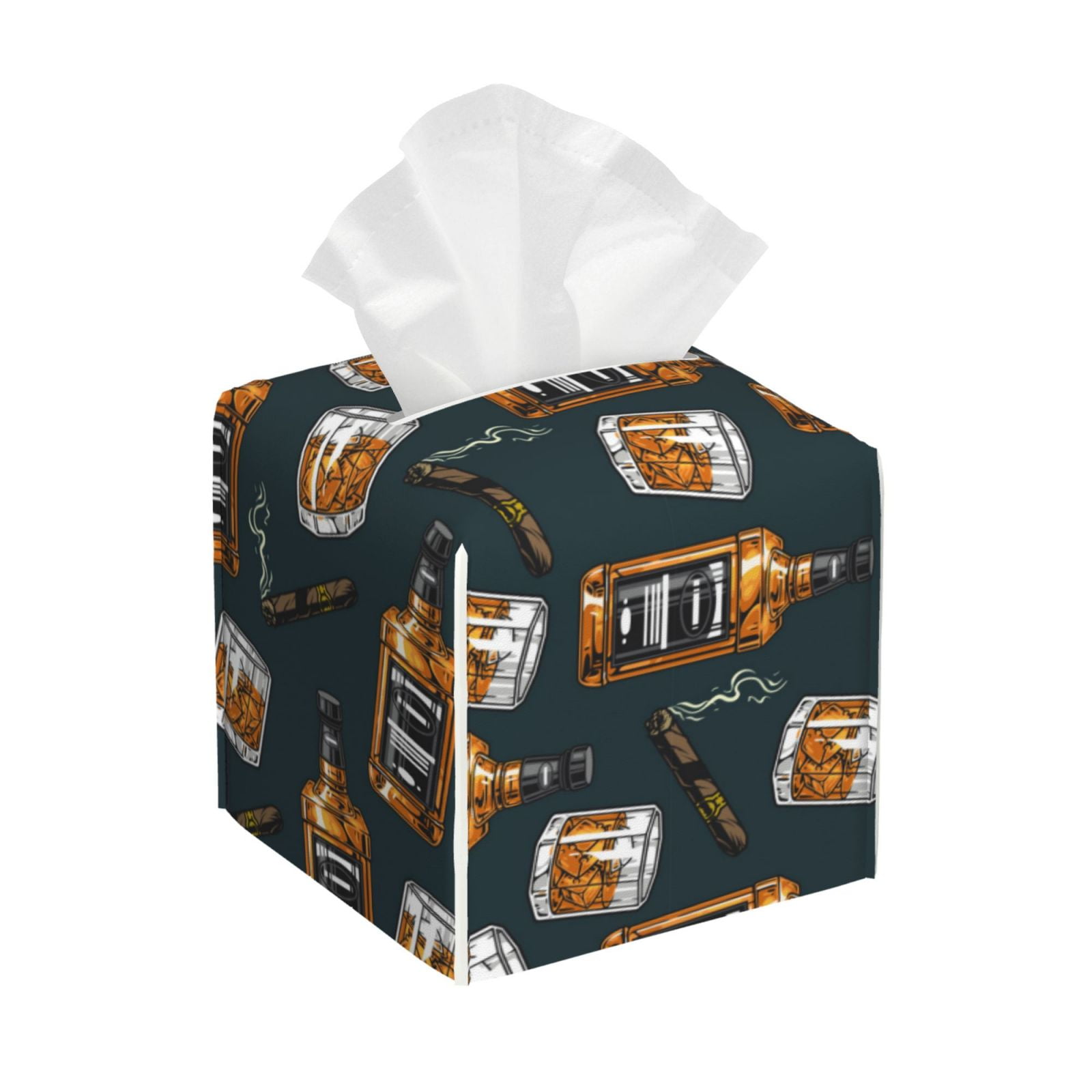 Picia Cigar Pattern Tissue Box Cover,PVC Leather Square Holder,Tissue ...