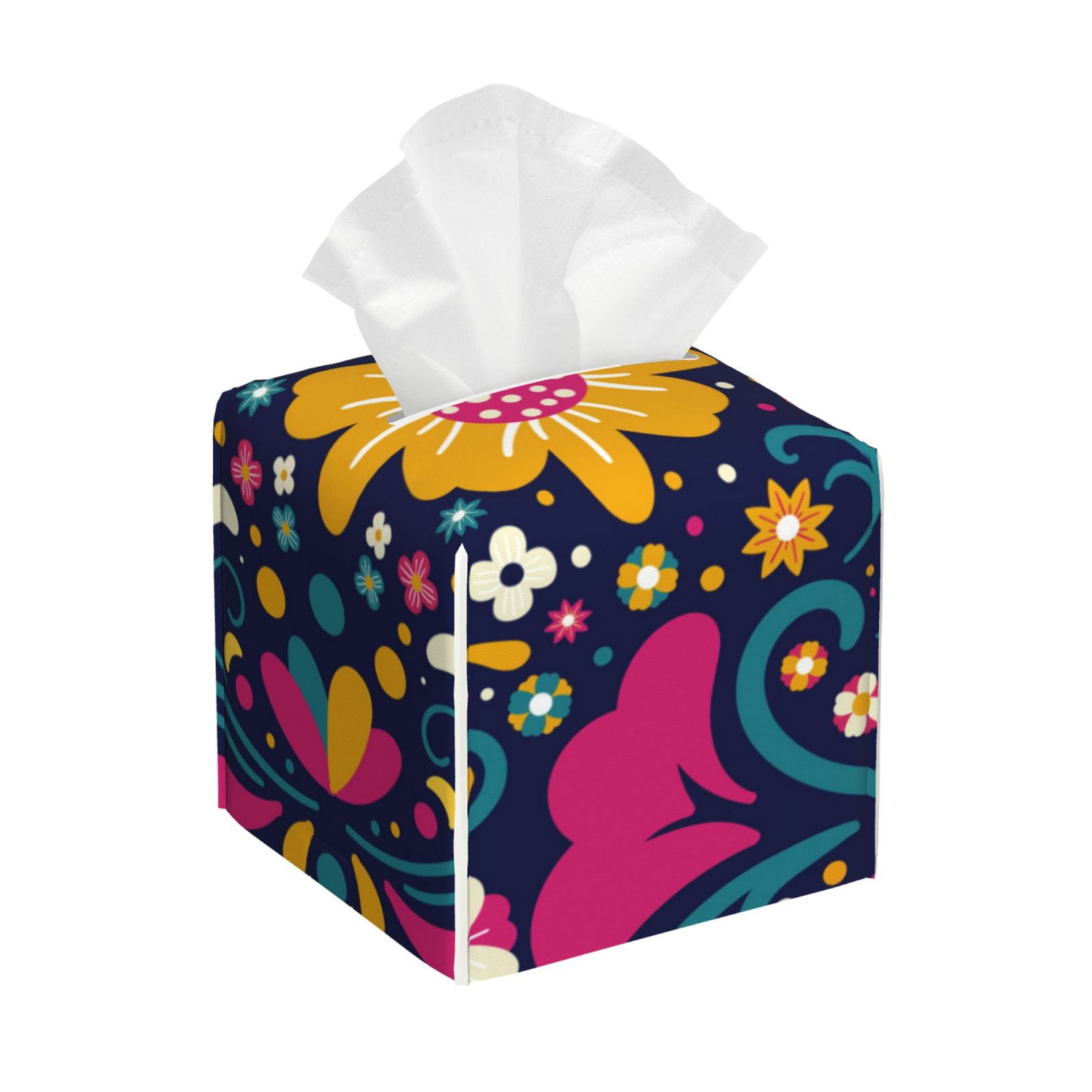 Picia Cinco De Mayo Floral Pattern Tissue Box Cover,PVC Leather Square ...