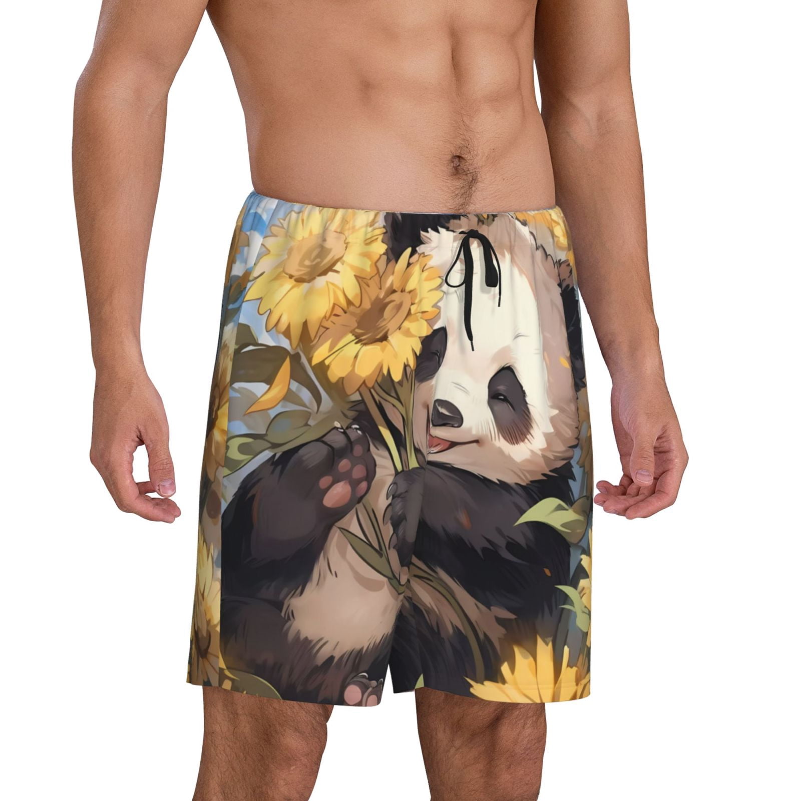 Picia Clear Sky Cute Sunflower Panda Pajama Shorts for Men, Men's ...