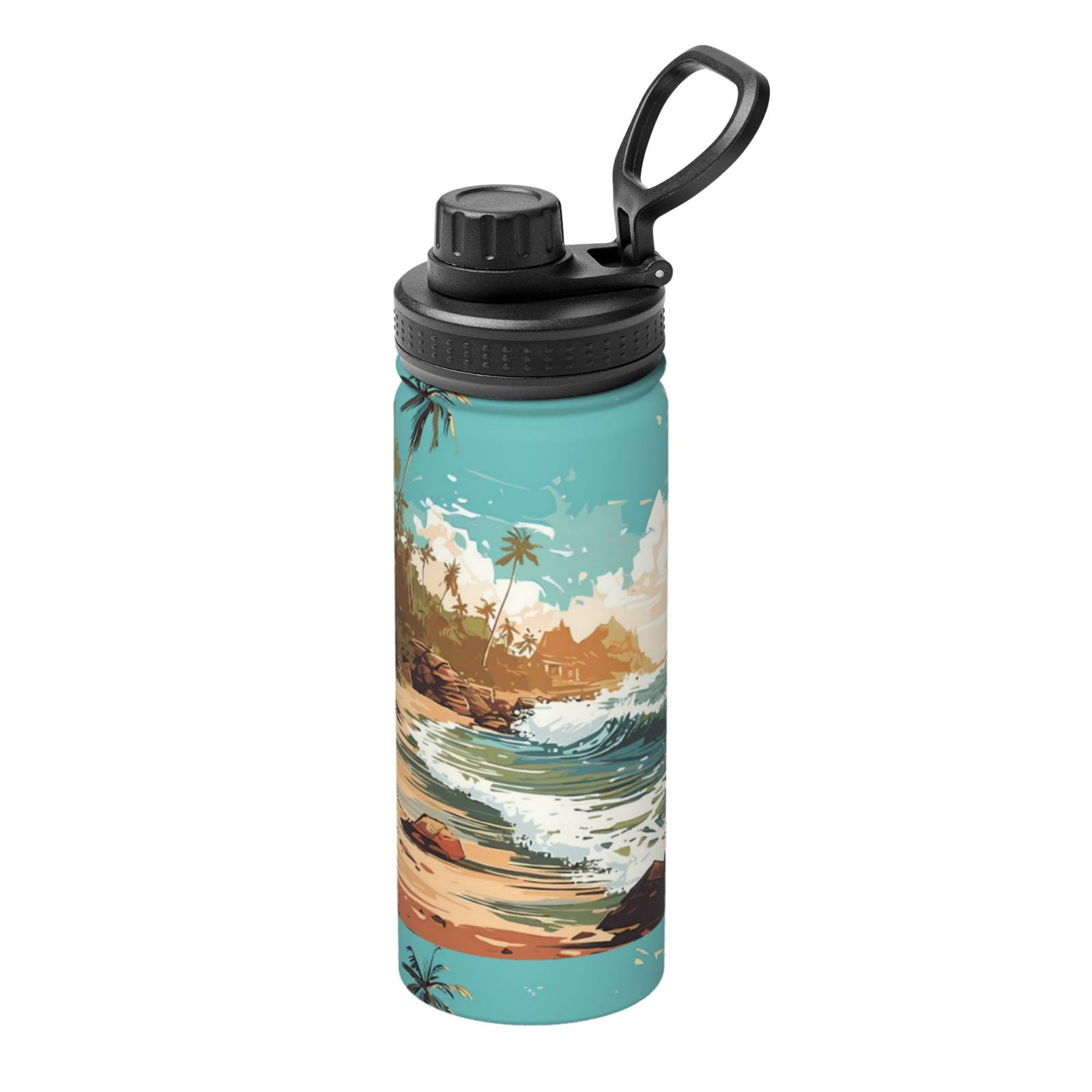 Picia Coastal Palm Beach Pattern Water Bottle 18 oz Stainless Steel ...
