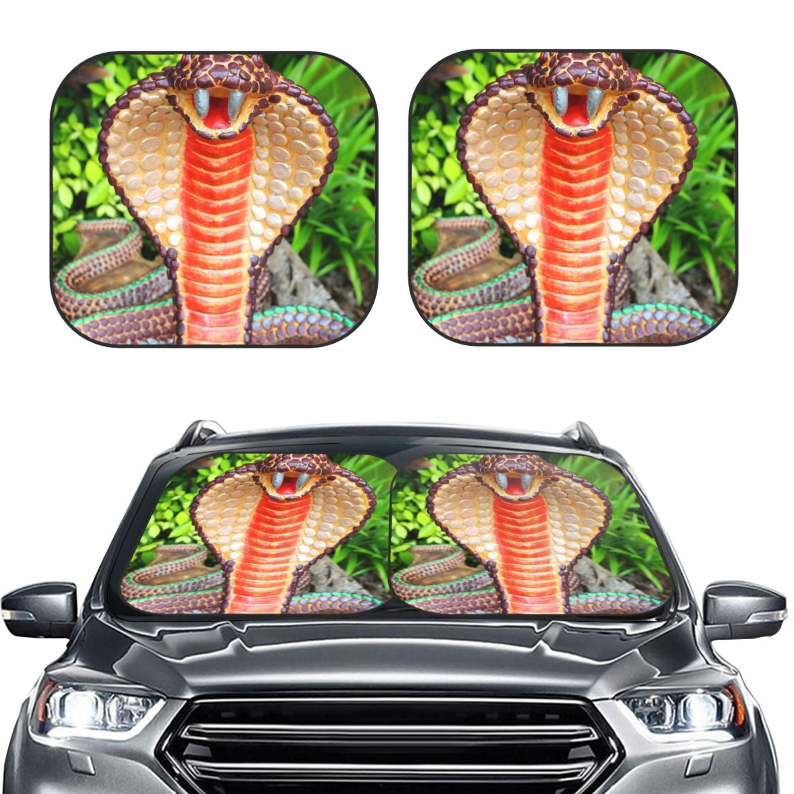 Picia Cobra Snake 2 Piece Car Windshield Sun Shade Foldable | Foldable ...