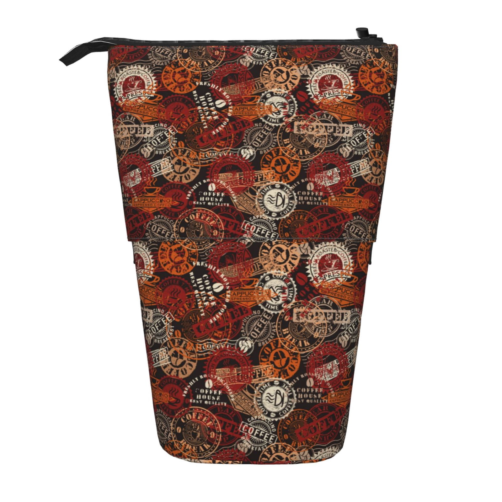 Picia Coffee Stamp Print Telescopic Pencil Case, Telescopic Pen Holder ...