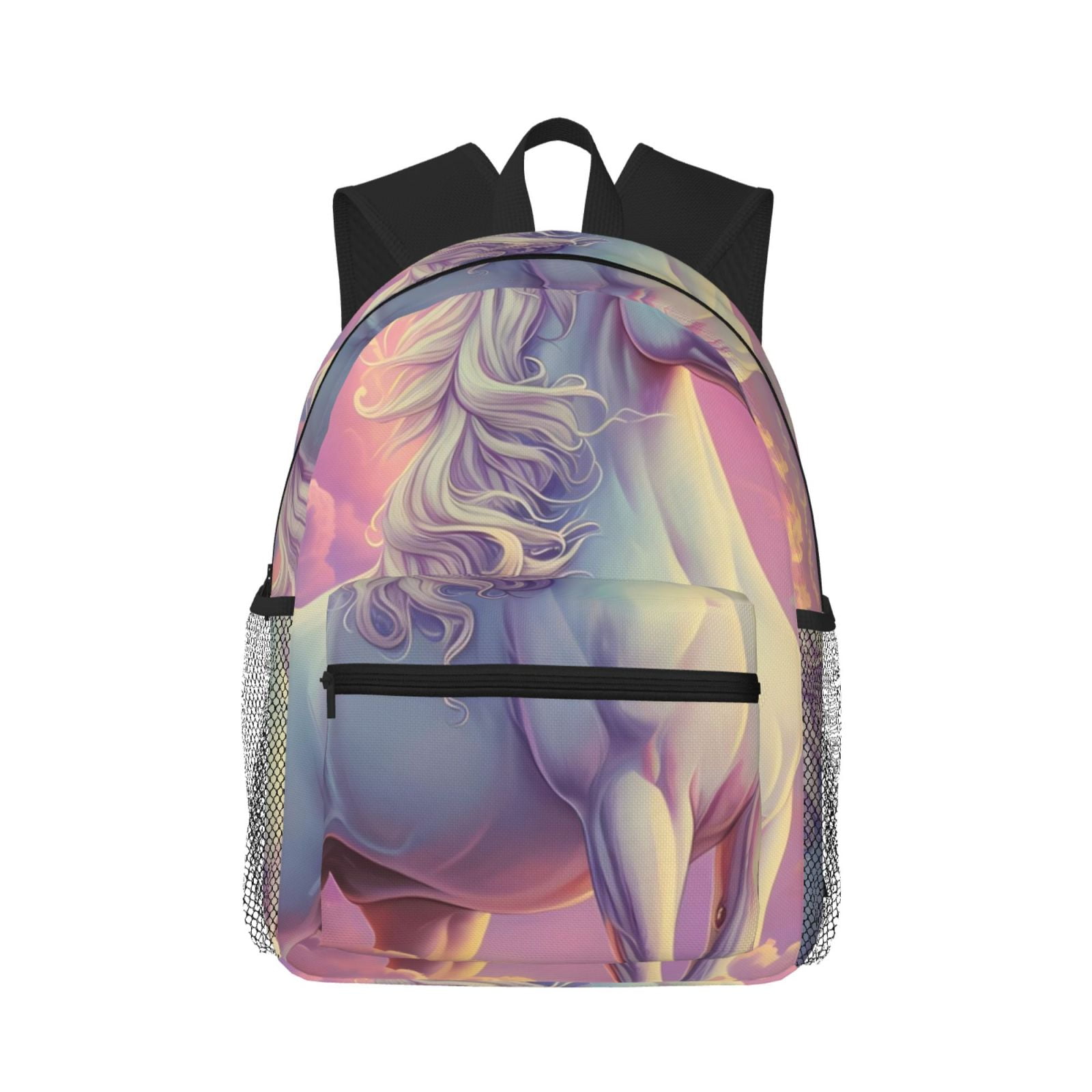 Picia Colorful Cloud White Horse Large Capacity Backpack Classic Style ...