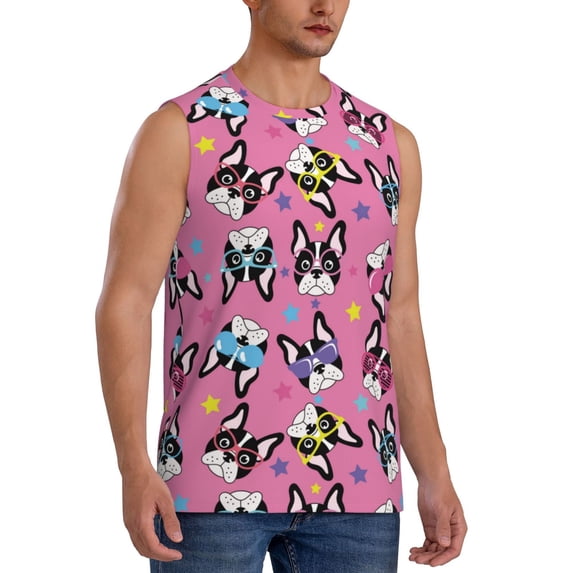 Picia Colorful Cute French Bulldog mens Cotton Tank Undershirts ...