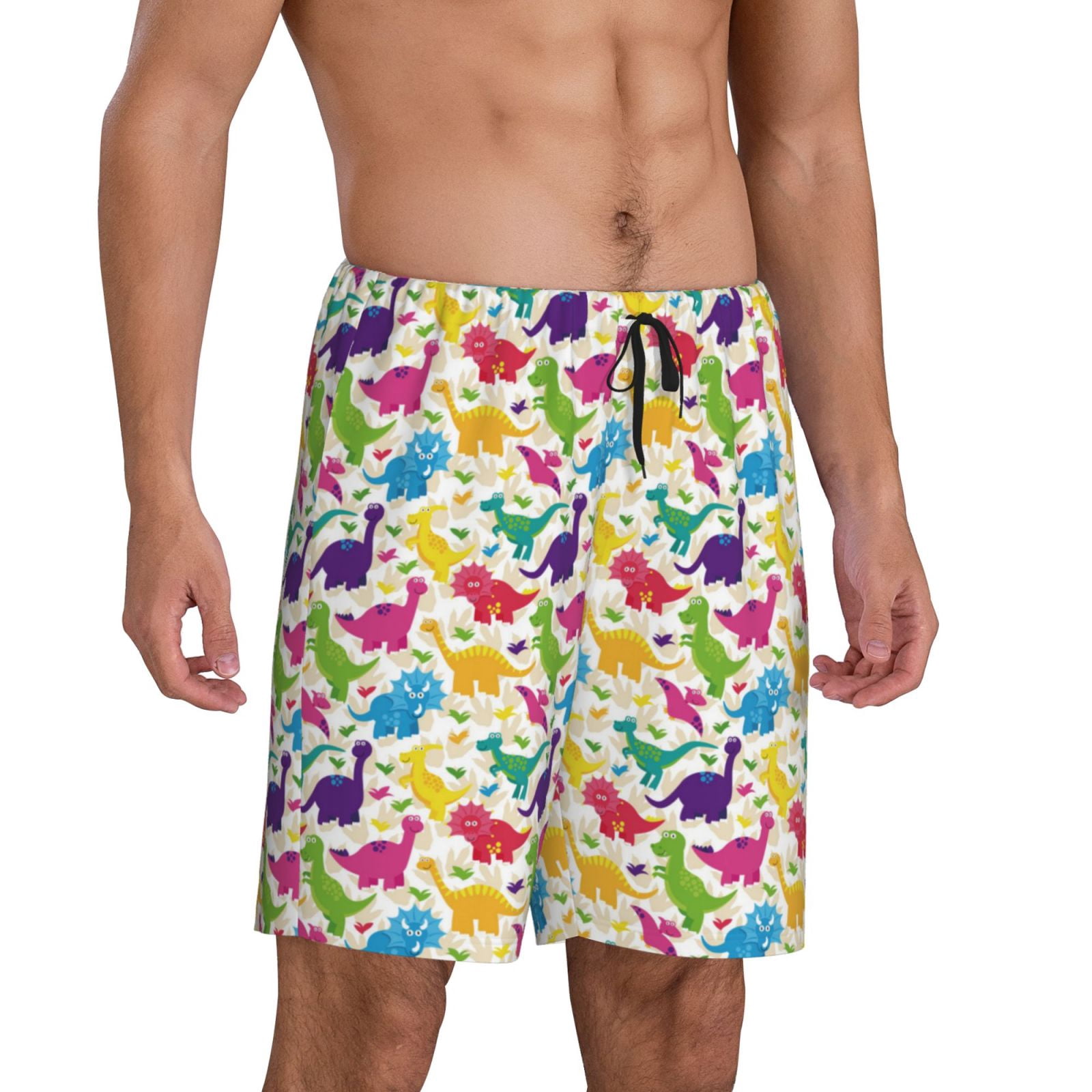 Picia Colorful Dinosaurs Pajama Shorts for Men, Men's Pajama Bottoms ...