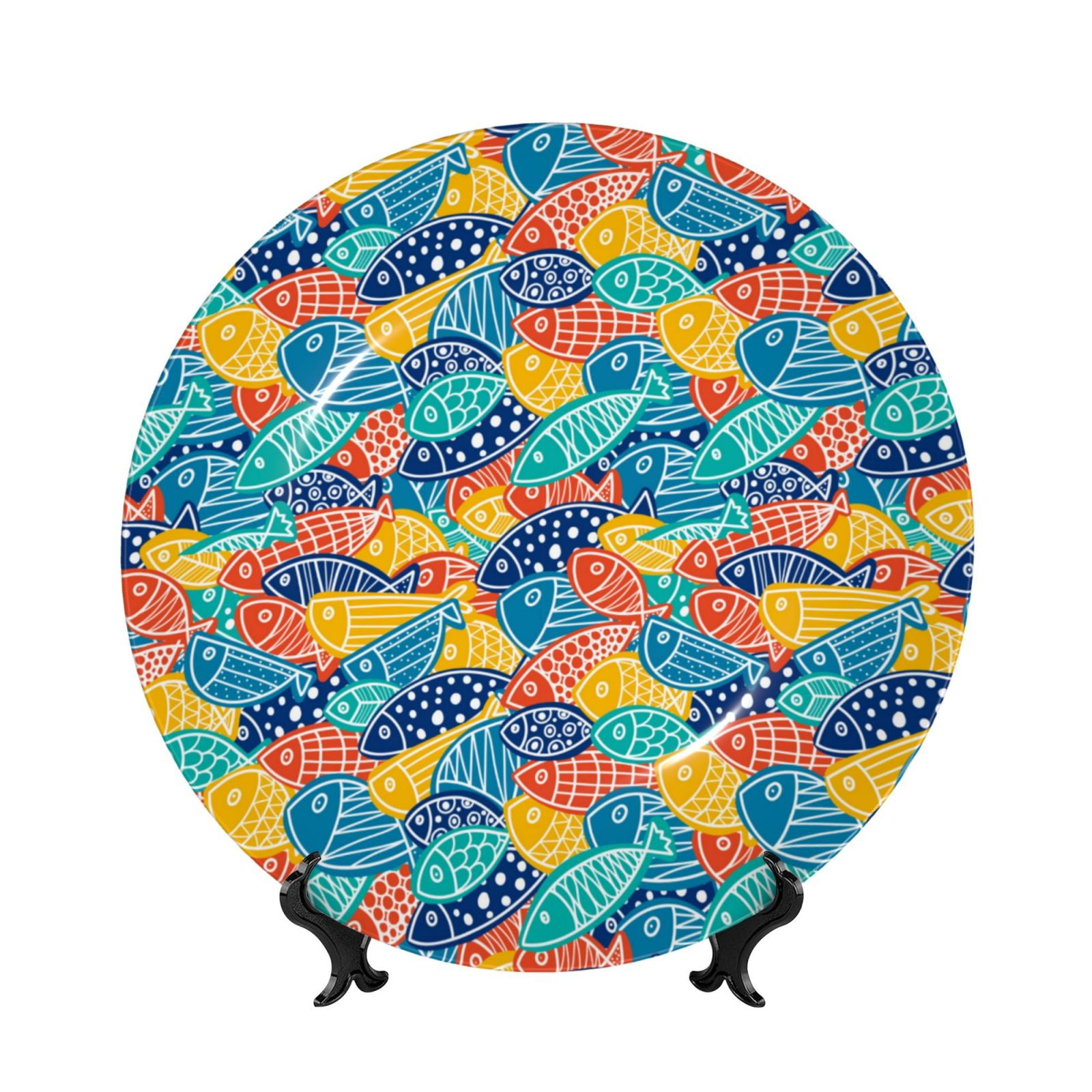 Picia Colorful Fish 1 Pattern Bone China Decorative Plate – Wall Decor ...