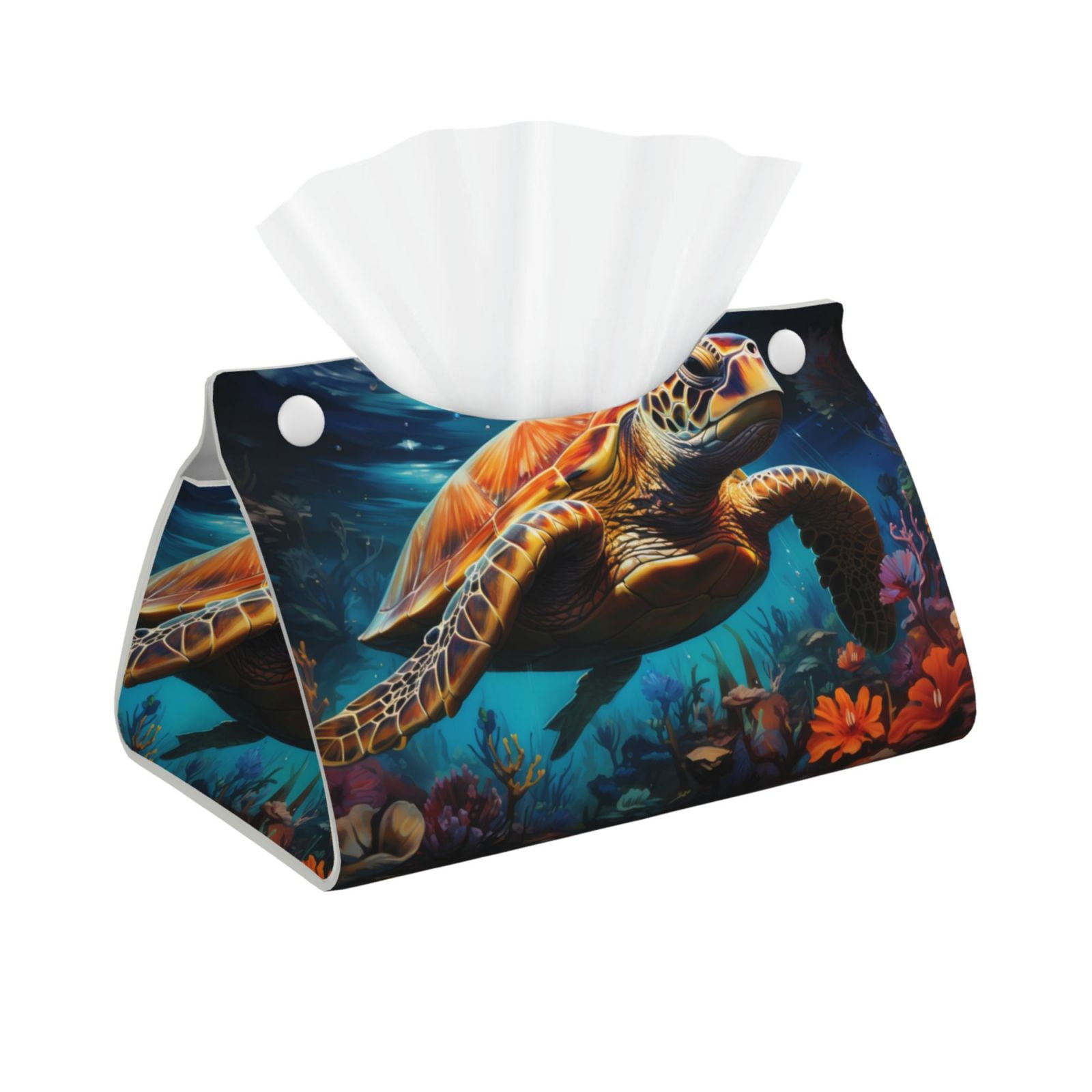 Picia Colorful Flower Sea Turtle Pattern Long Tissue Box Cover,PVC ...