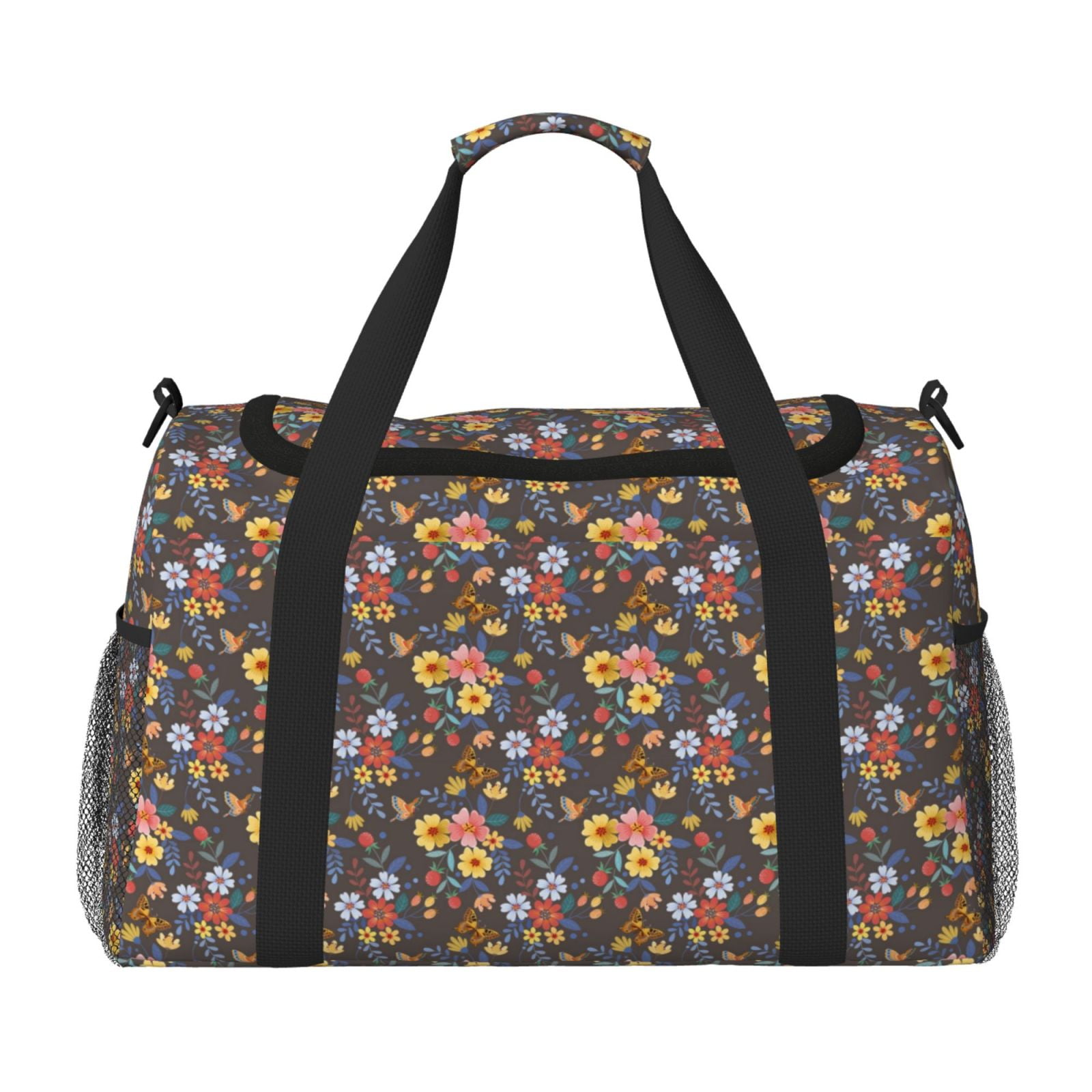 Picia Colorful Flowers with Butterfly Print Travel Duffle Bag,Weekender ...