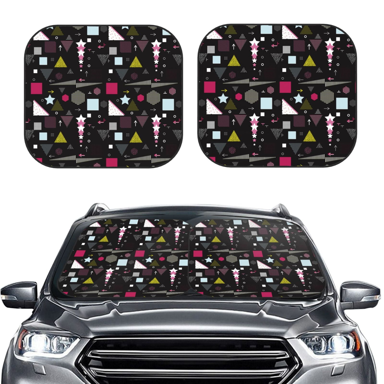 Picia Colorful Geometry 2 Piece Car Windshield Sun Shade Foldable ...